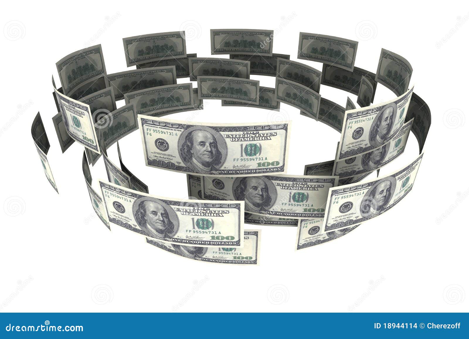 Dollars in circulation stock illustration. Illustration of isolated ...