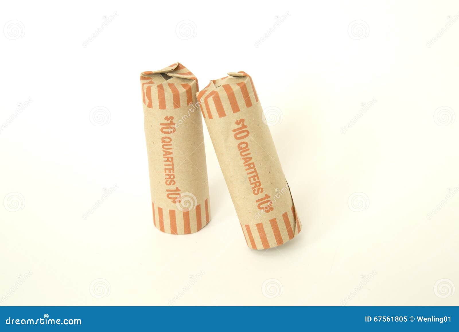 10 dollars Coin rolls stock image. Image of money, payment - 67561805