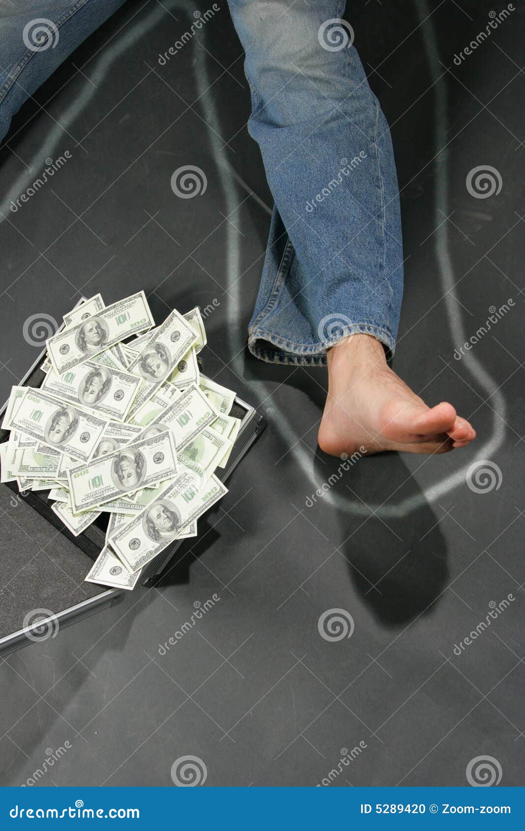 Dollars and dead body stock photo. Image of male, banknote - 5289420
