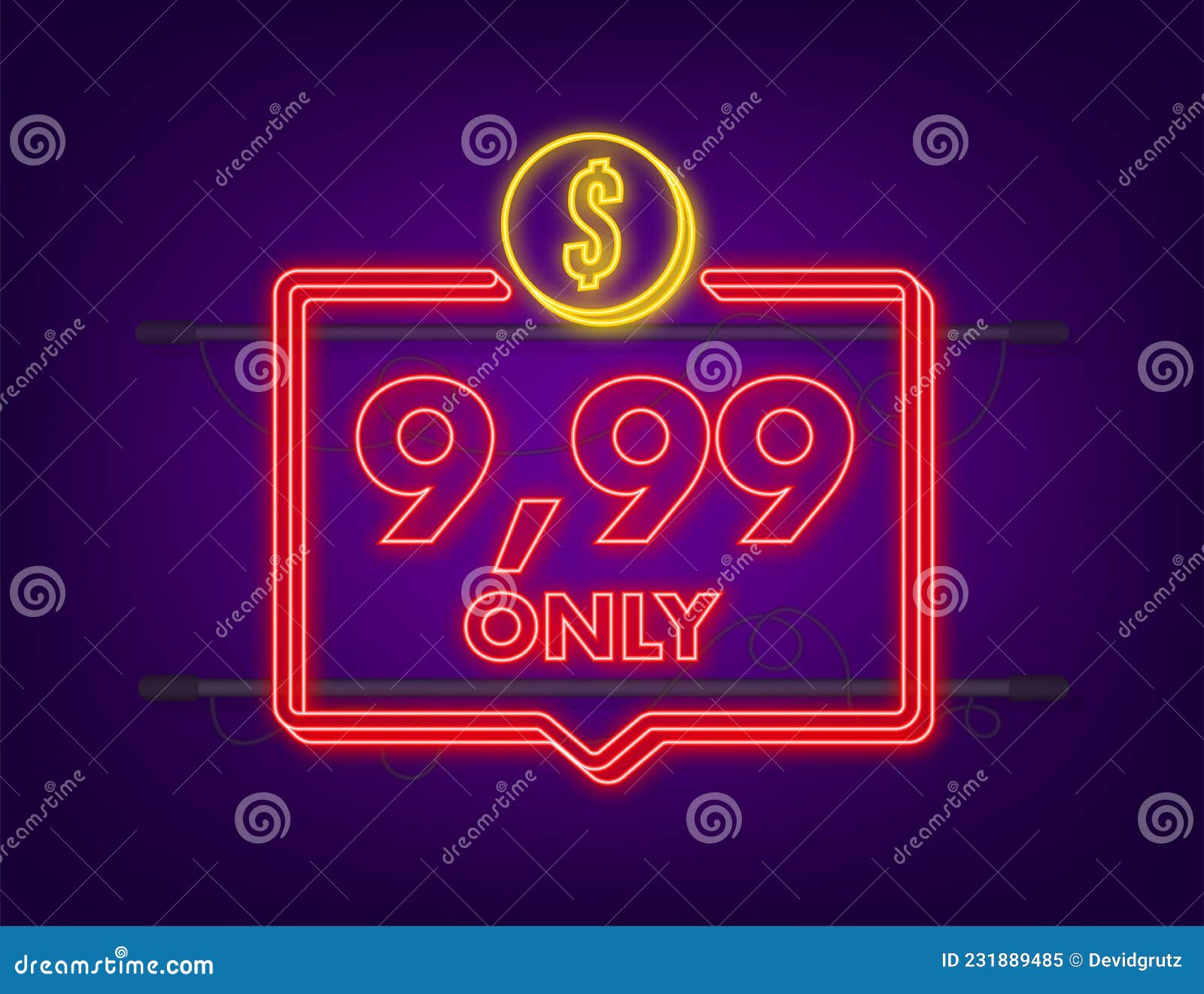 9,99 only Dollars Discount Labels. Neon Icon Stock Vector ...