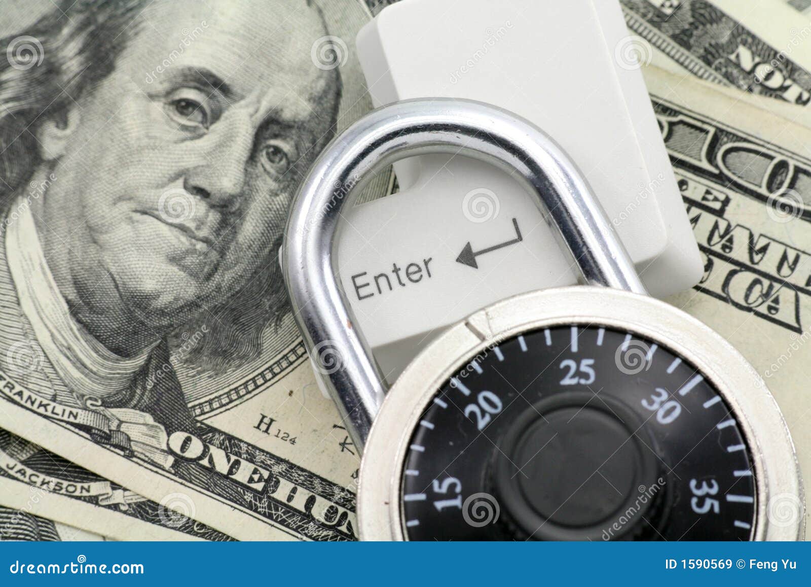 Dollars and a enter key stock image. Image of safe, crime - 1590569