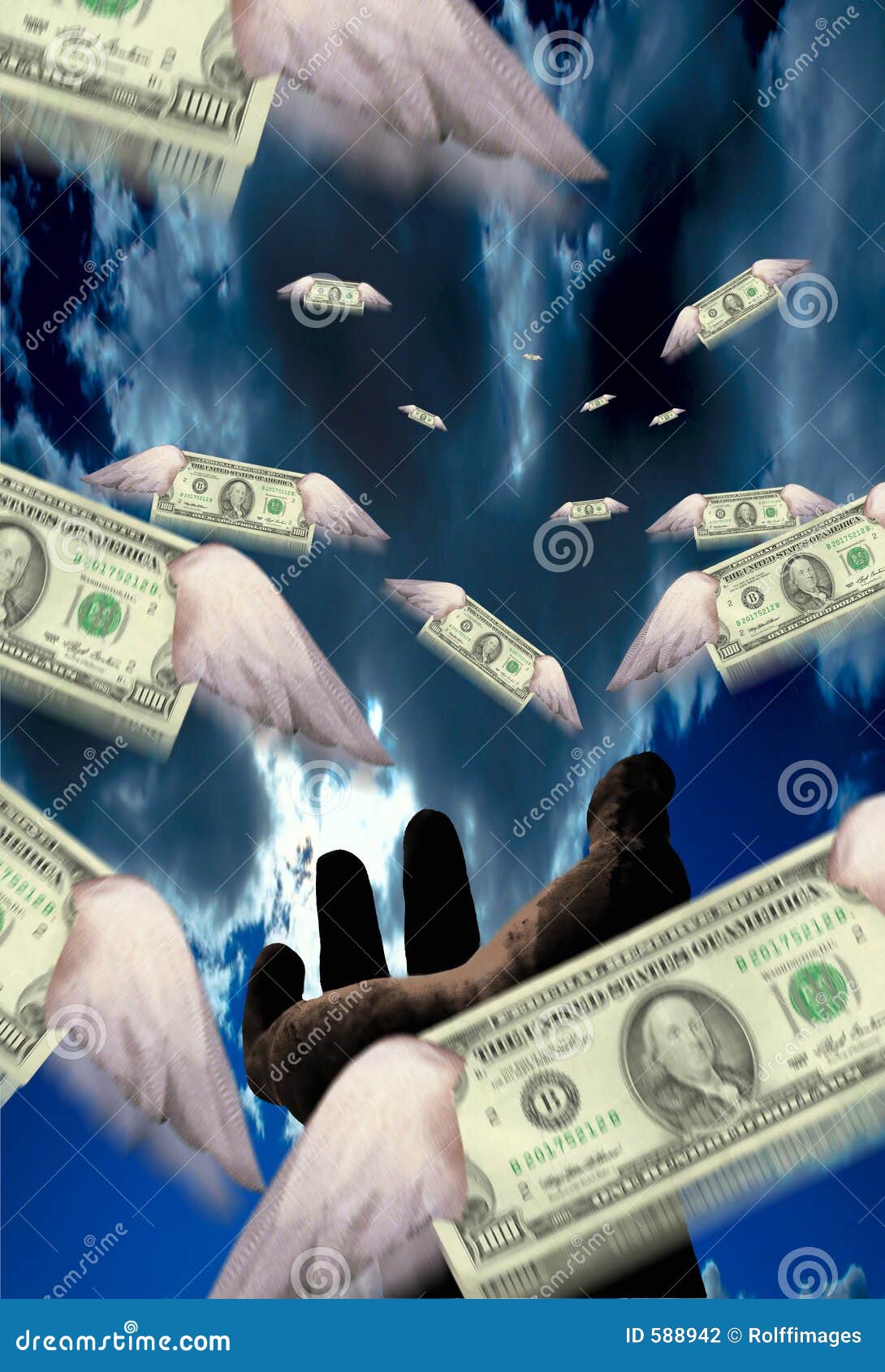 Dollars in flight stock photo. Image of business, dreamlike - 588942