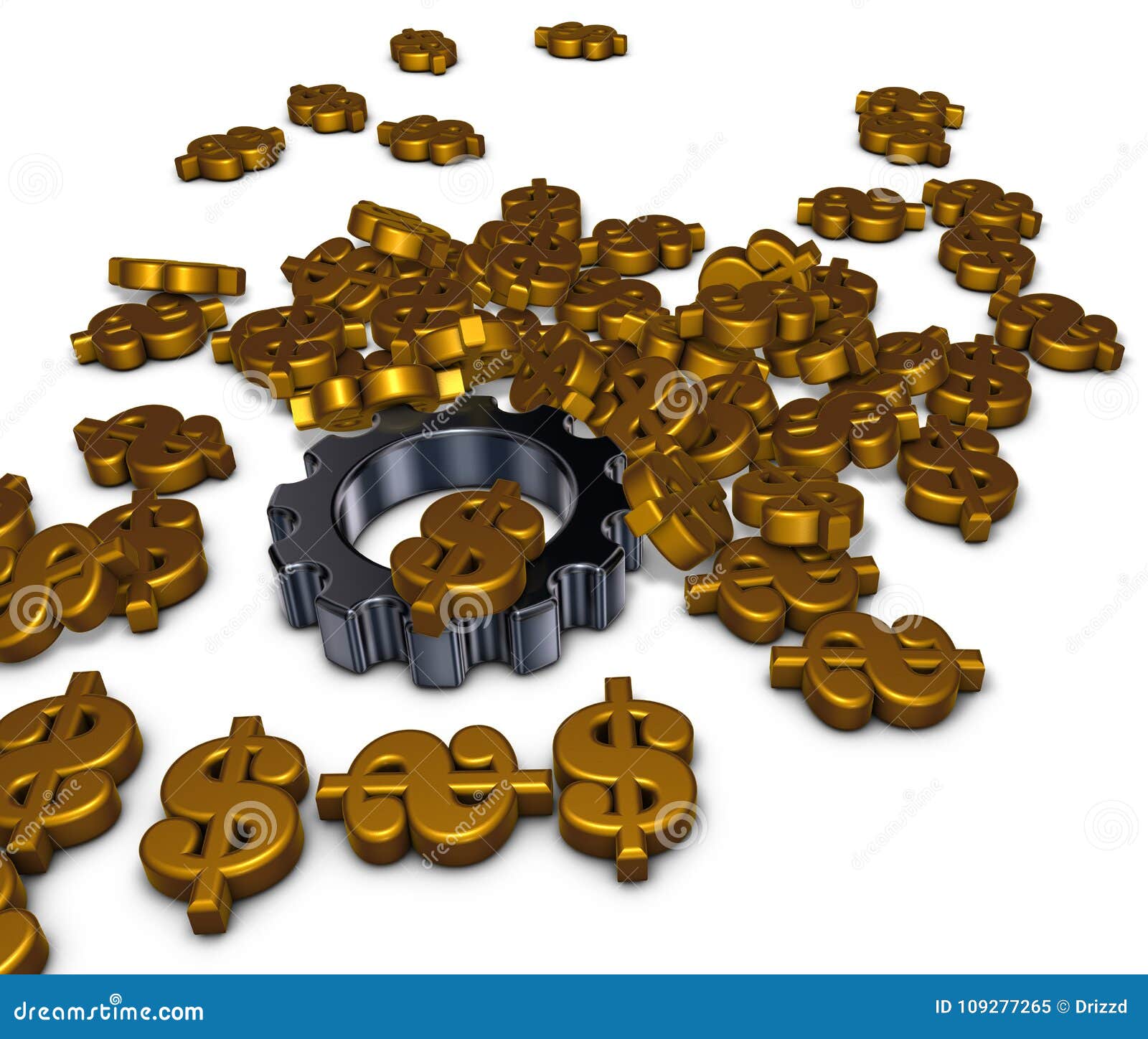 Dollars and gear wheel stock illustration. Illustration of money ...