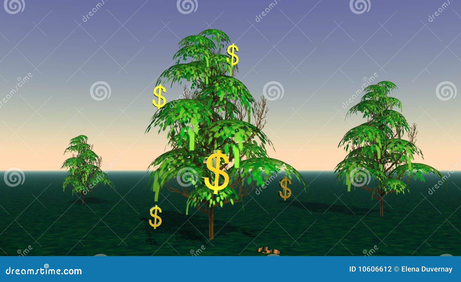 Dollars Growing from a Tree Stock Illustration - Illustration of earth ...