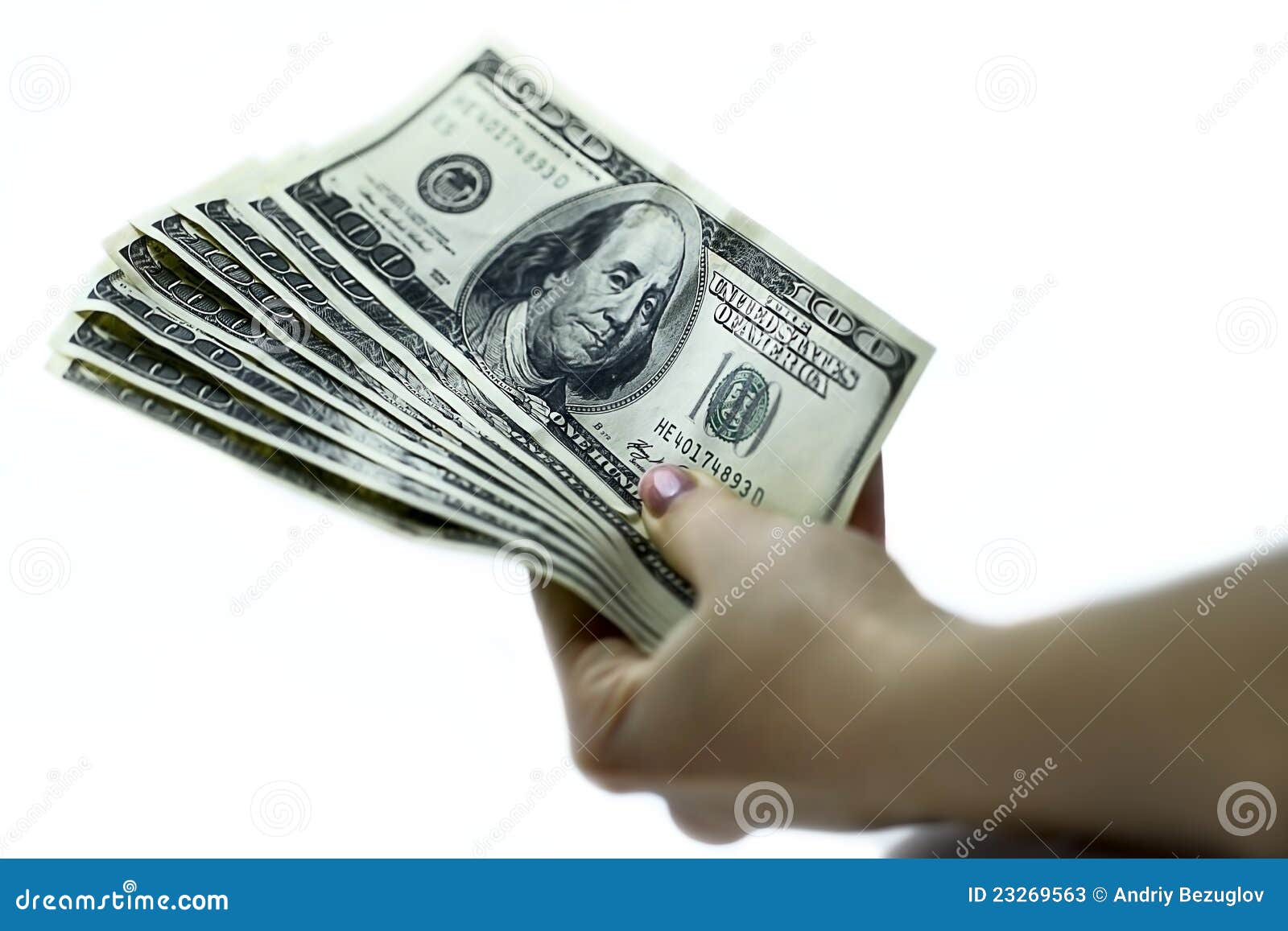 Dollars in hand stock image. Image of human, payment - 23269563