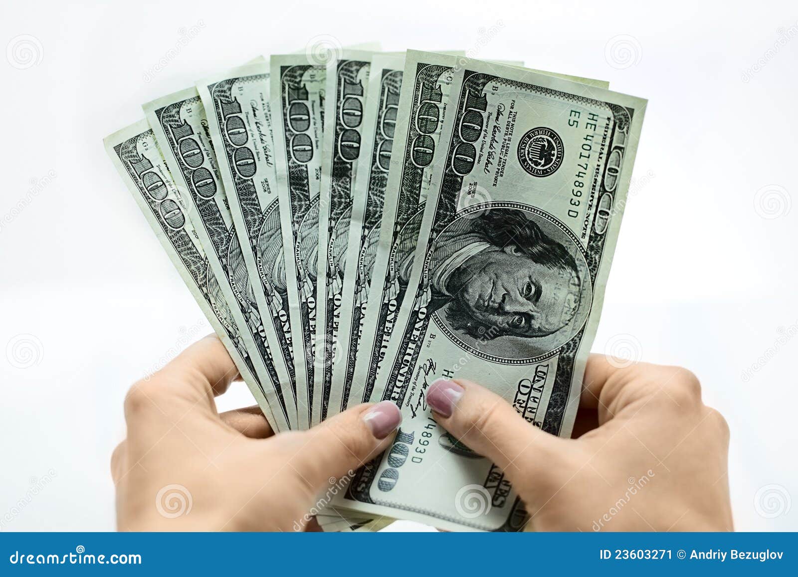 Dollars in hand stock image. Image of holding, finance - 23603271