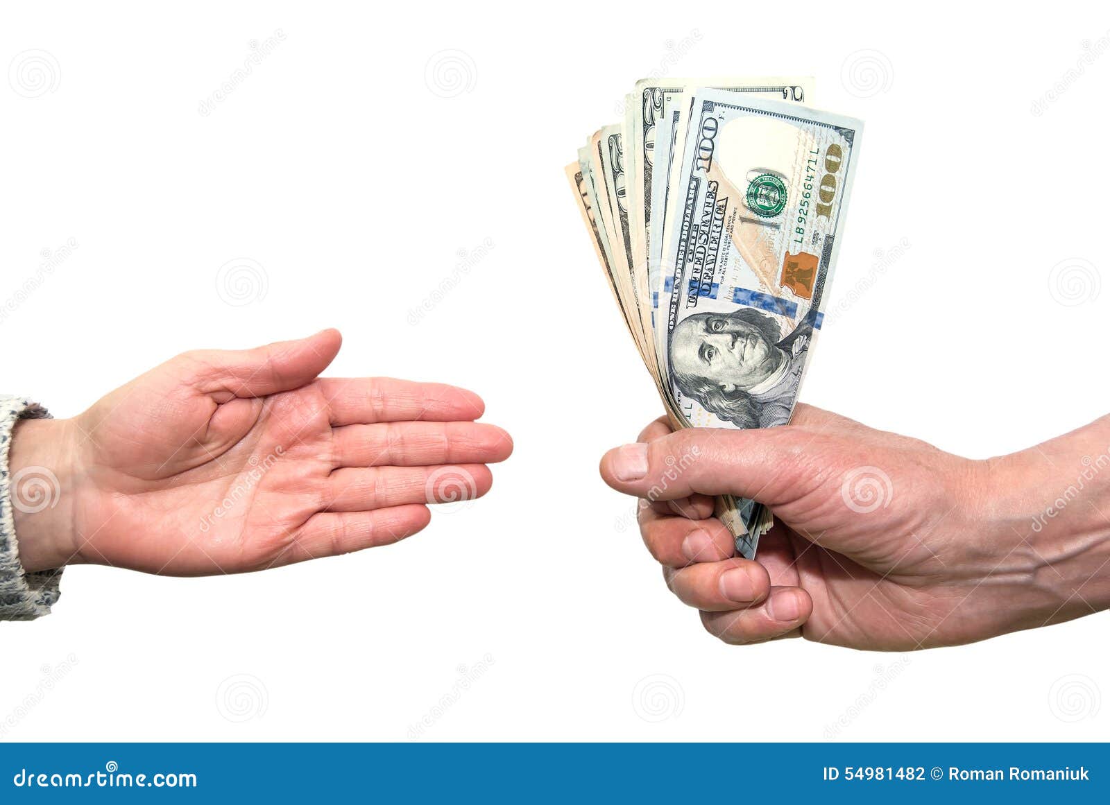 Dollars in the hand stock photo. Image of banknote, corruption - 54981482