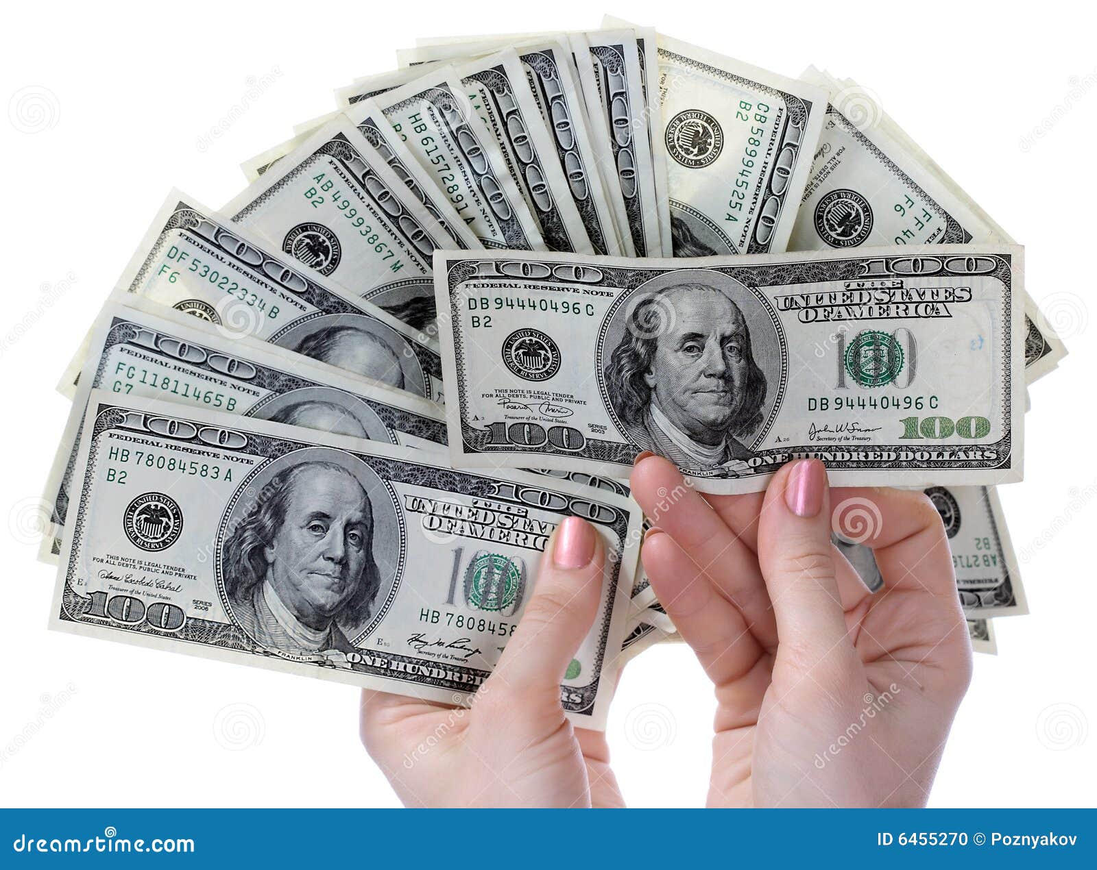 Dollars in hands. stock photo. Image of bargain, green - 6455270