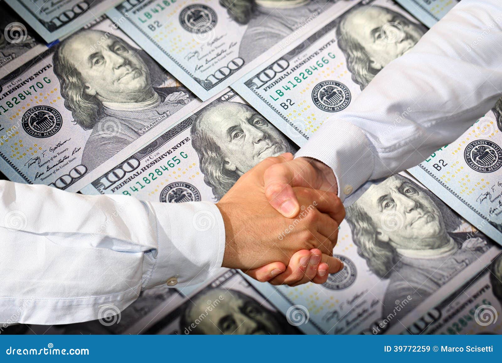 Dollars Handshake stock image. Image of bundle, debt - 39772259