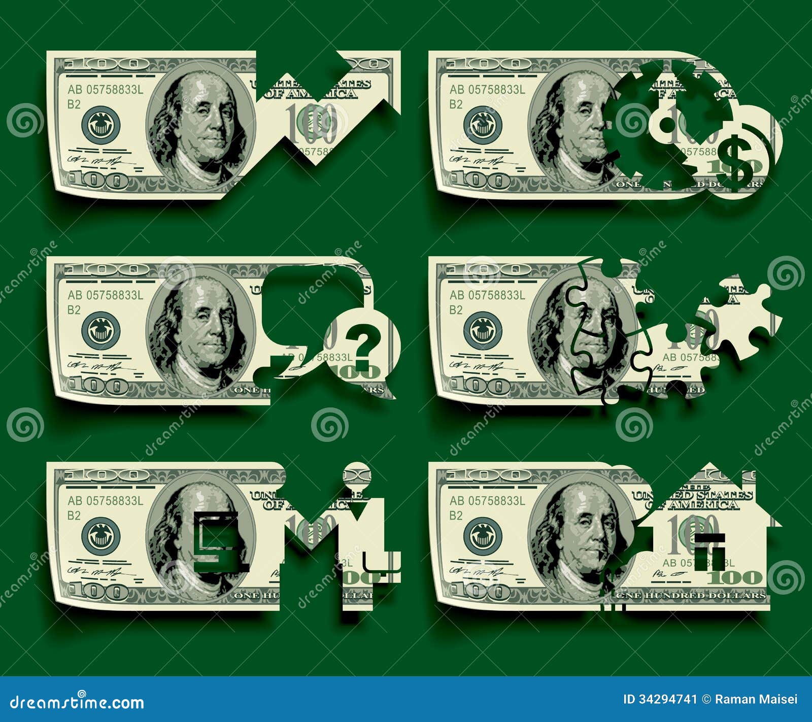 Dollars icons set stock vector. Illustration of time - 34294741