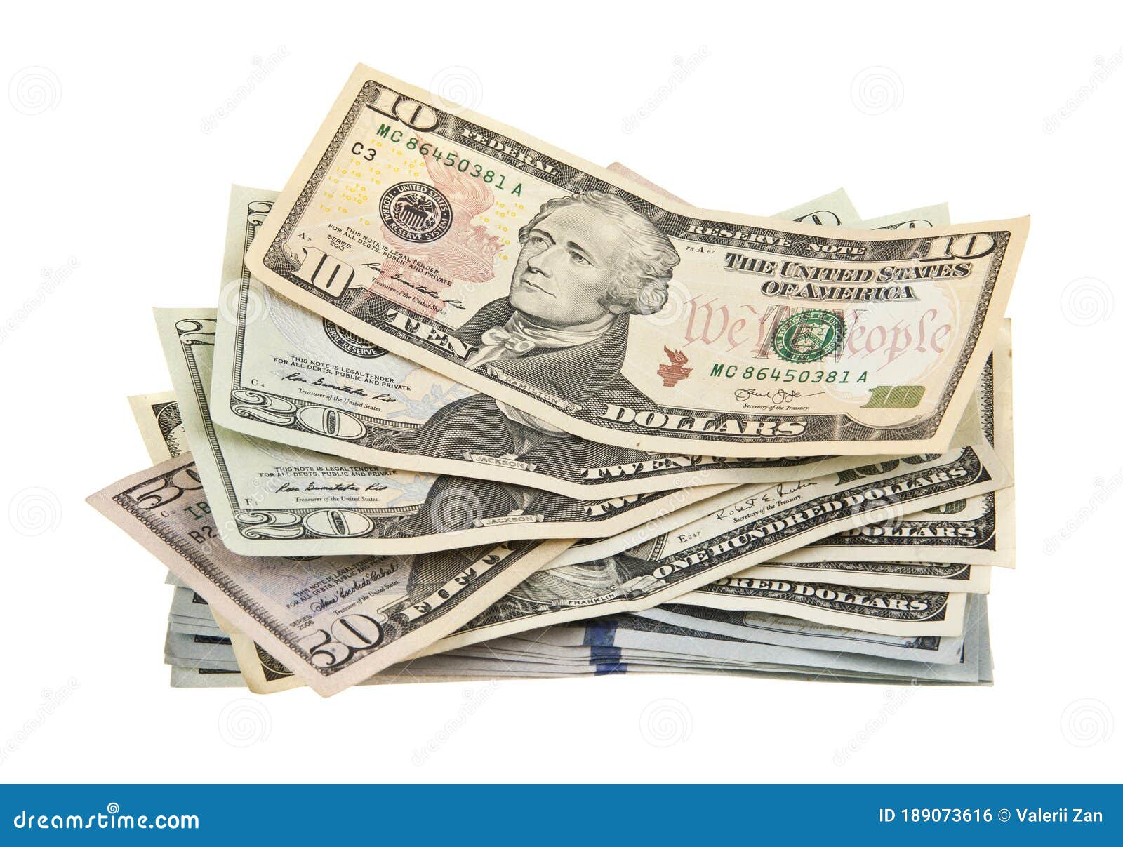 Dollars Isolated on White Background Stock Photo - Image of banking ...
