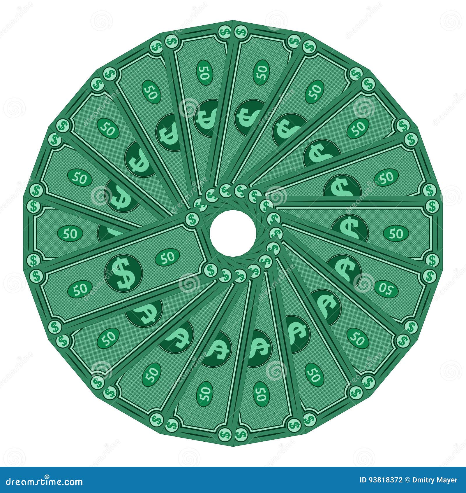 Dollars Laid Out in a Circle, Money Stock Vector - Illustration of ...