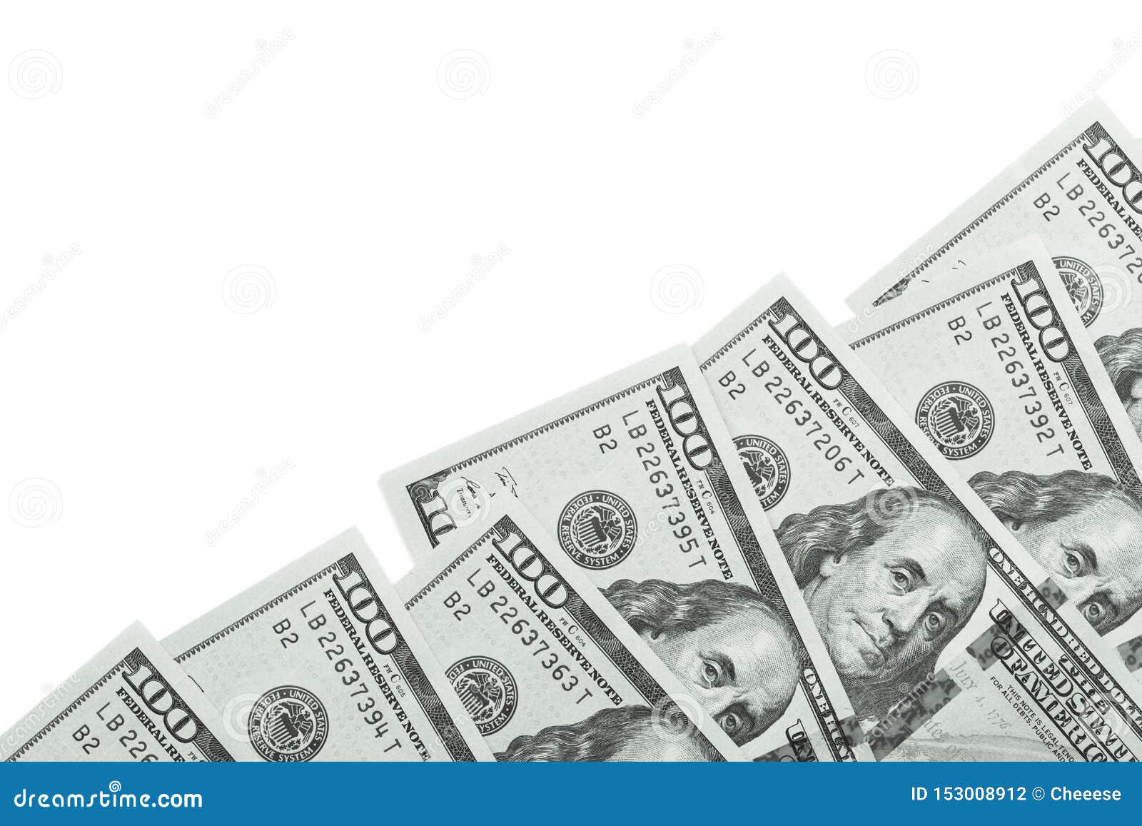 Dollars Laid Out in a Row on White Background Stock Photo - Image of ...