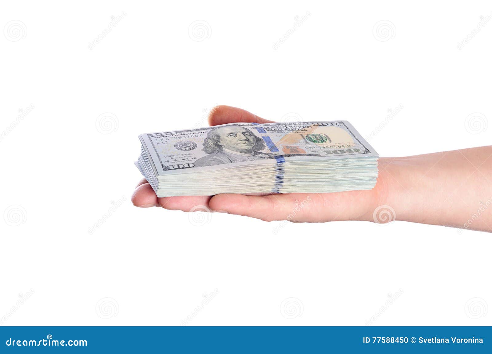 Dollars in Man Hand Isolated on White Background Stock Photo - Image of ...