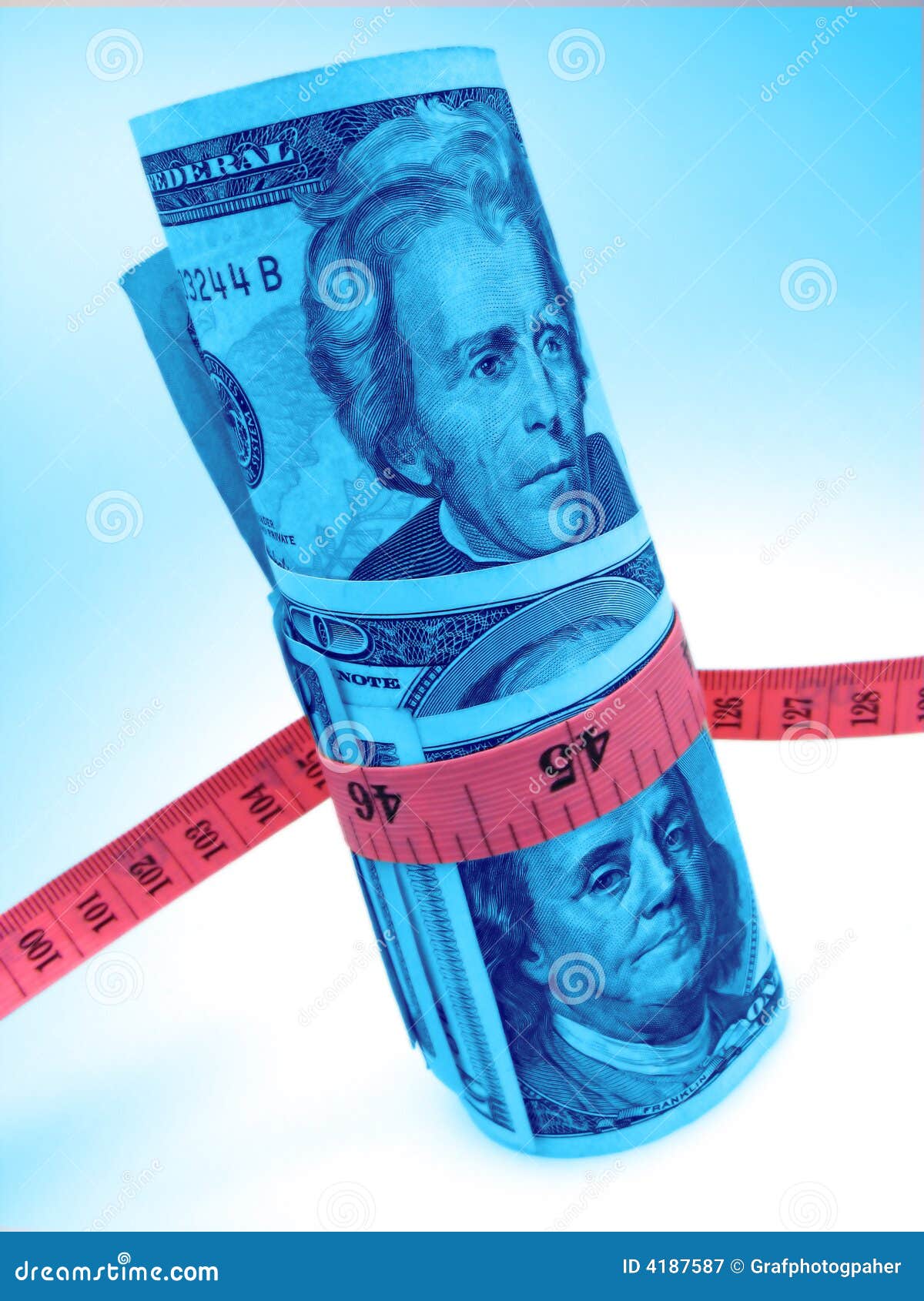Dollars and Measure Ruler, Closeup Stock Image - Image of banknote ...