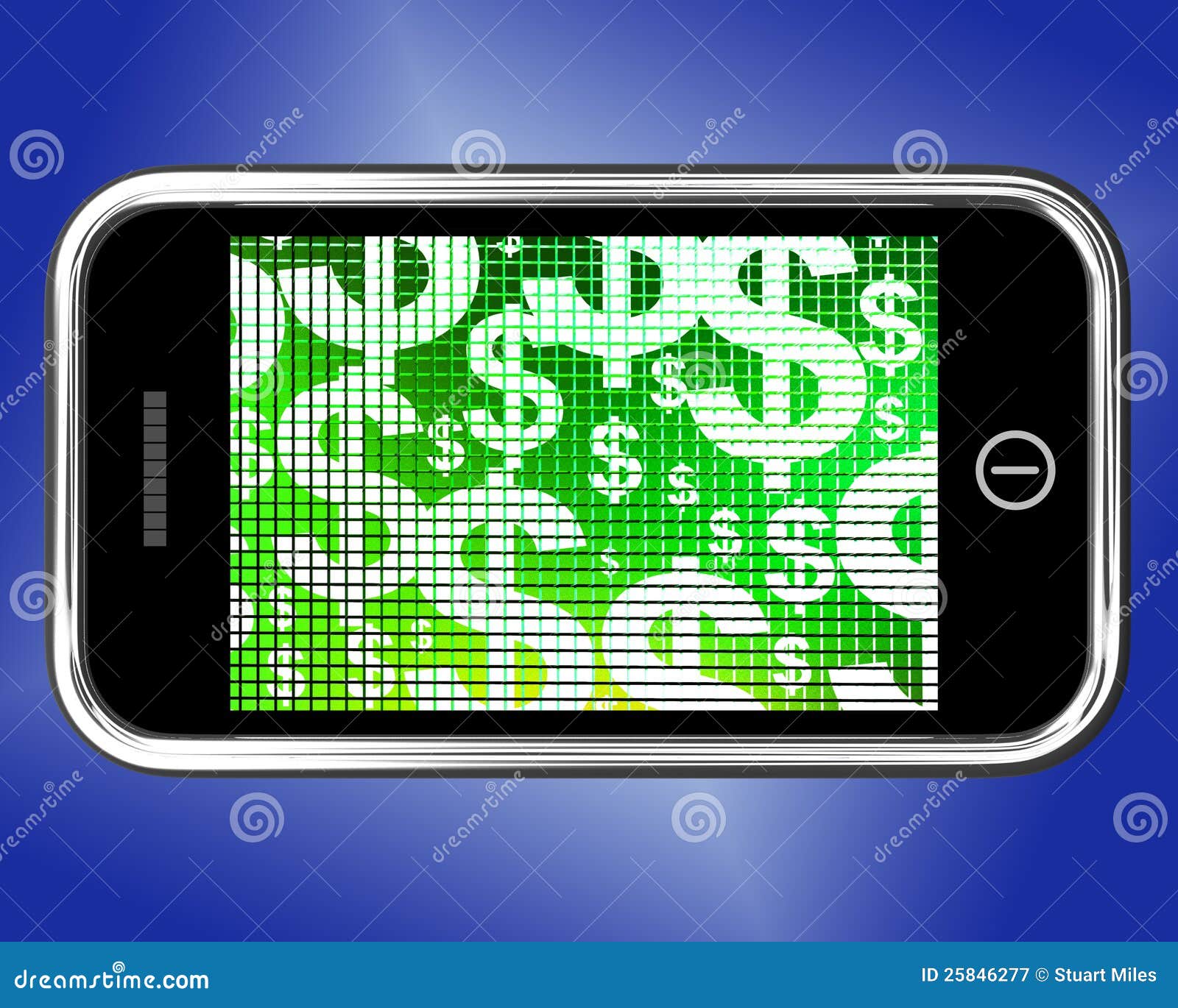 Dollars on Mobile Screen Showing Stock Illustration - Illustration of ...