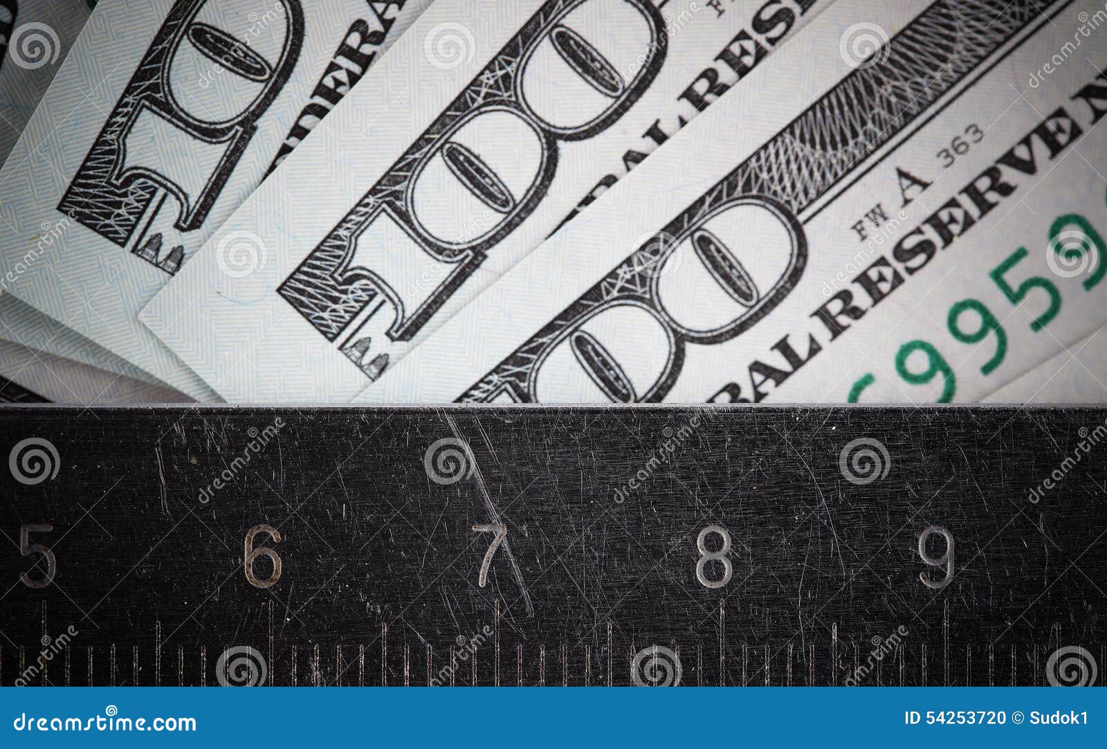 Dollars Money Counting Centimeter Ruler Stock Photo - Image of currency ...