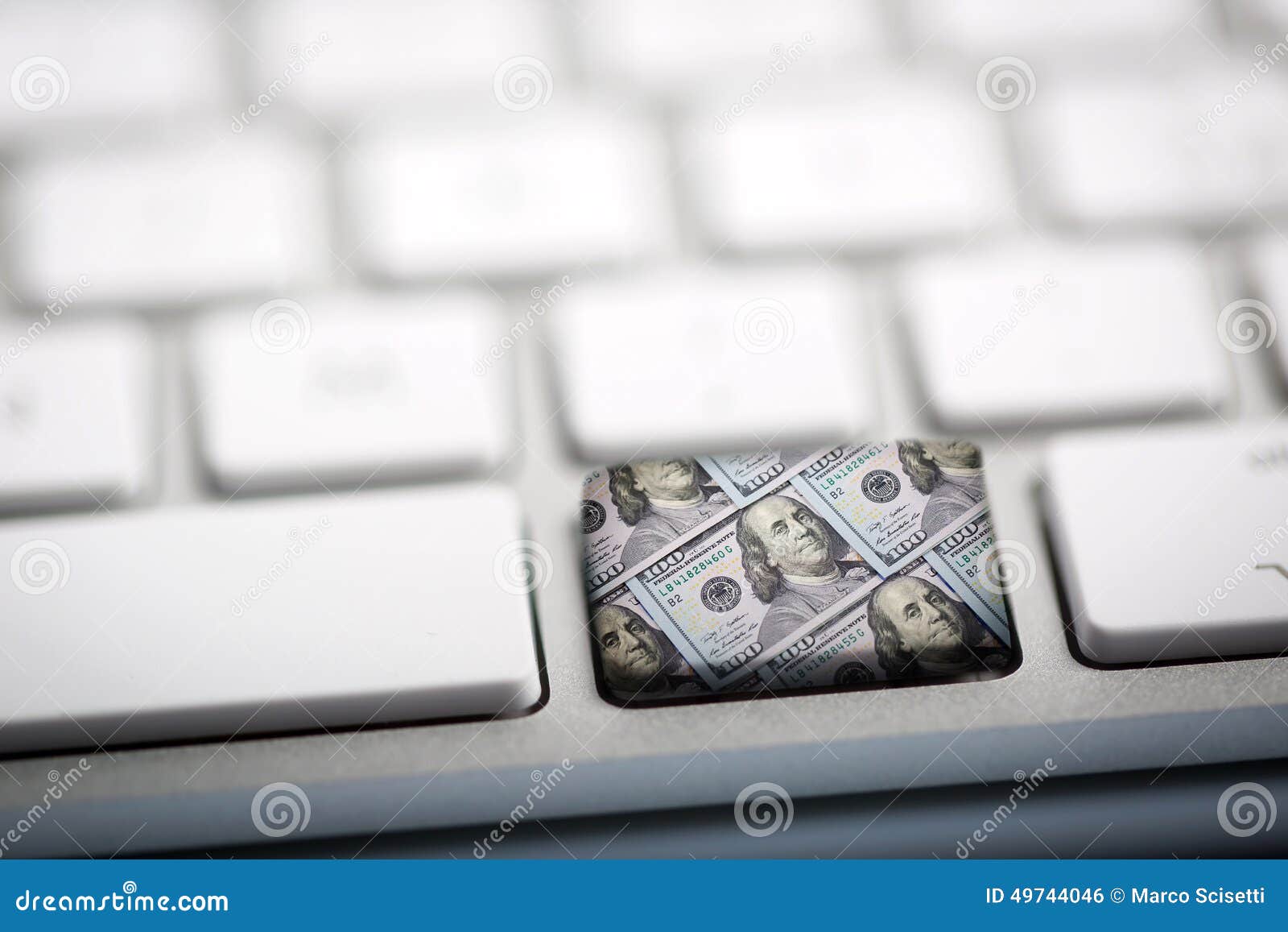 Dollars Money on Keyboard stock photo. Image of computer - 49744046
