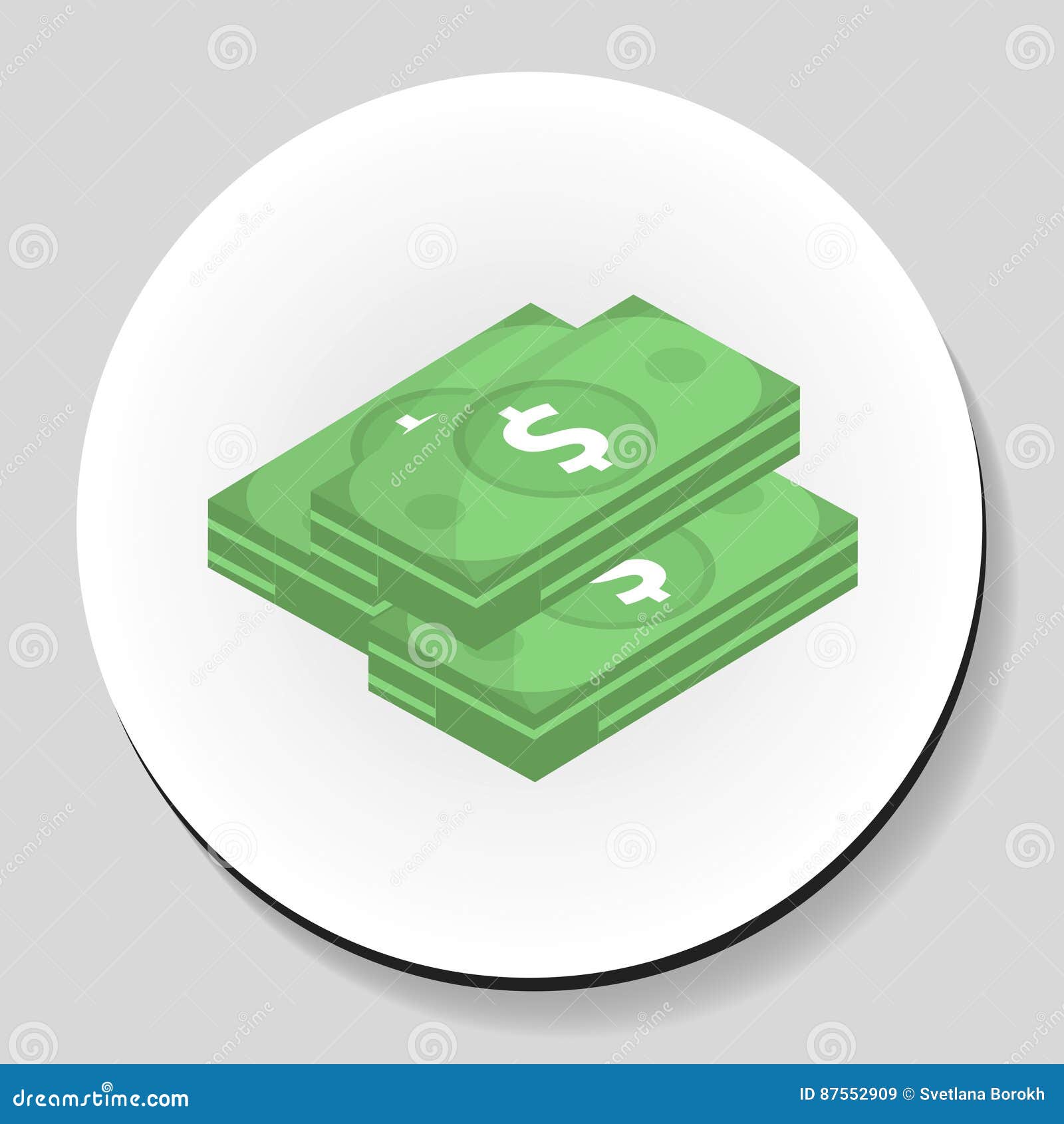 Dollars Money Sticker Icon Flat Style. Vector Illustration. Stock ...