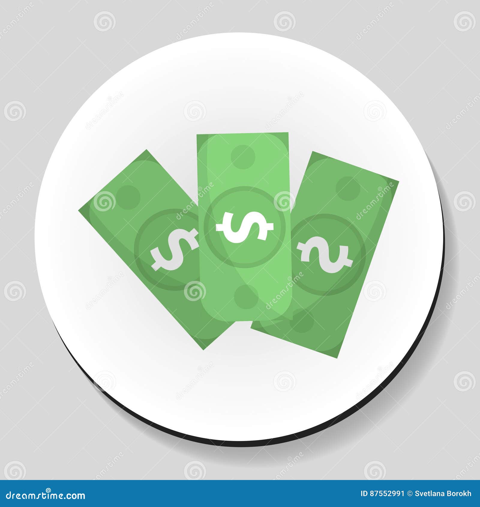 Dollars Money Sticker Icon Flat Style. Vector Illustration. Stock ...
