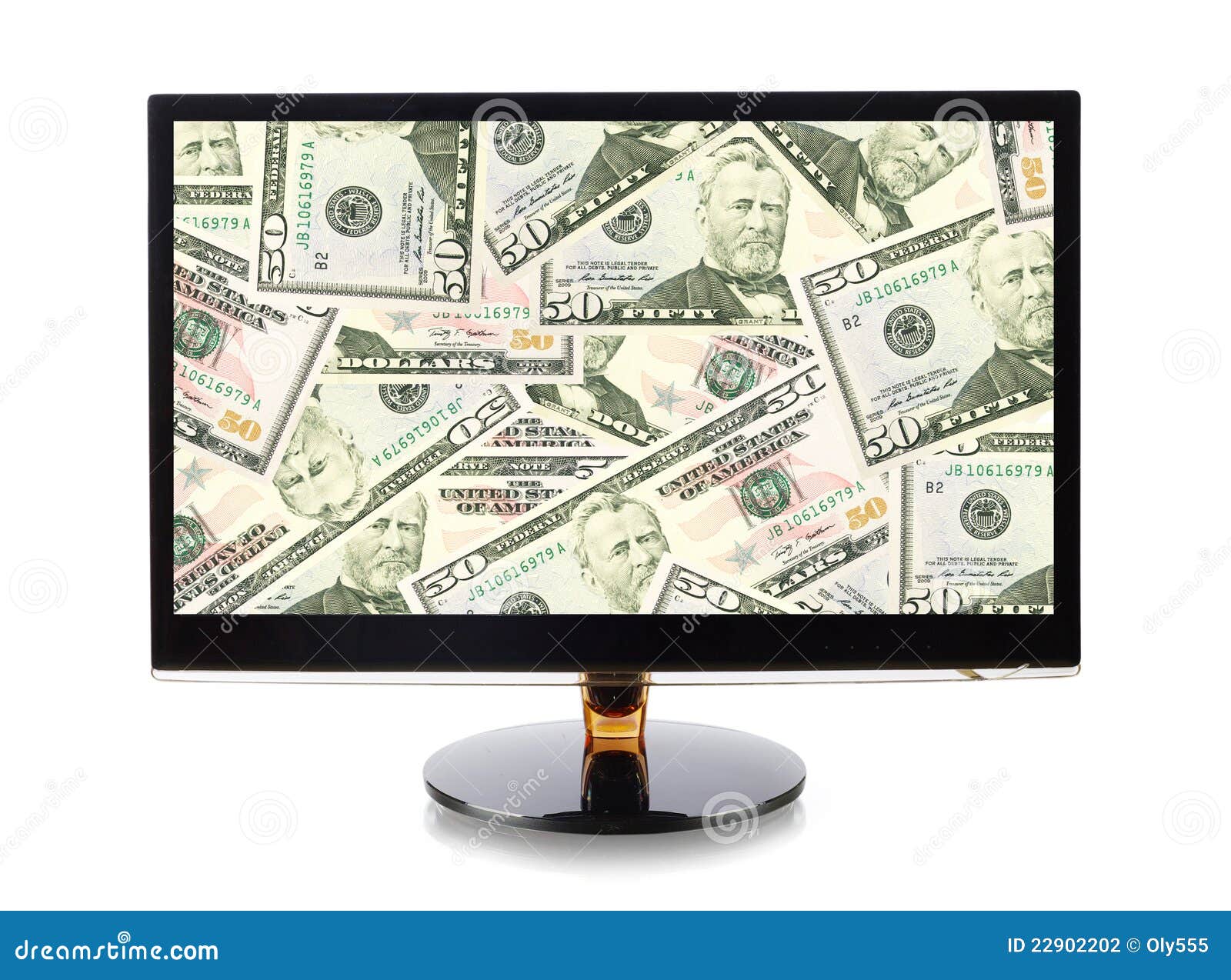 Dollars in monitor stock photo. Image of currency, flow - 22902202