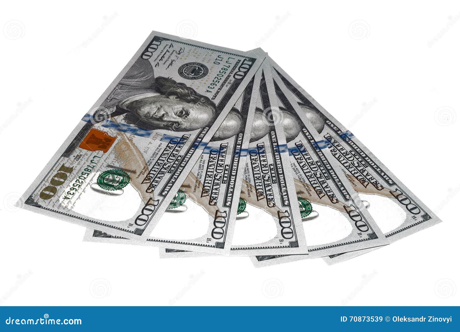 100 dollars notes isolated stock image. Image of background - 70873539