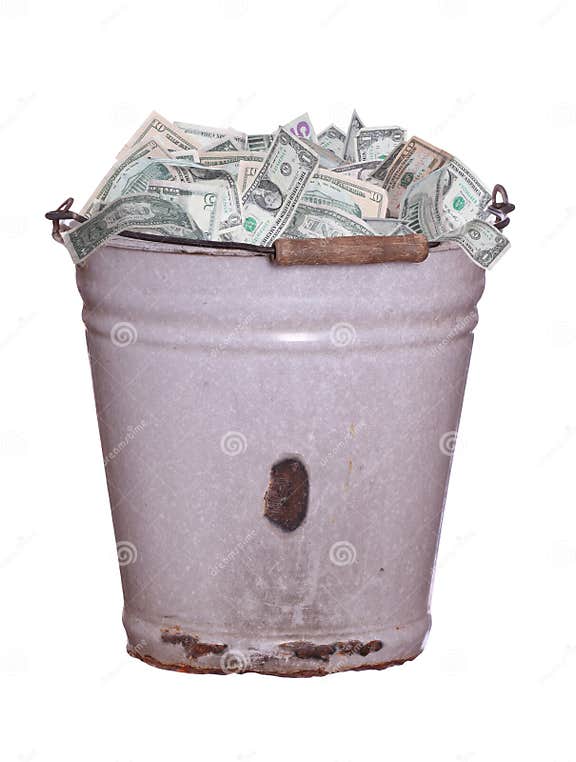 Dollars in Old Rusty Bucket Stock Image - Image of currency, garbage ...