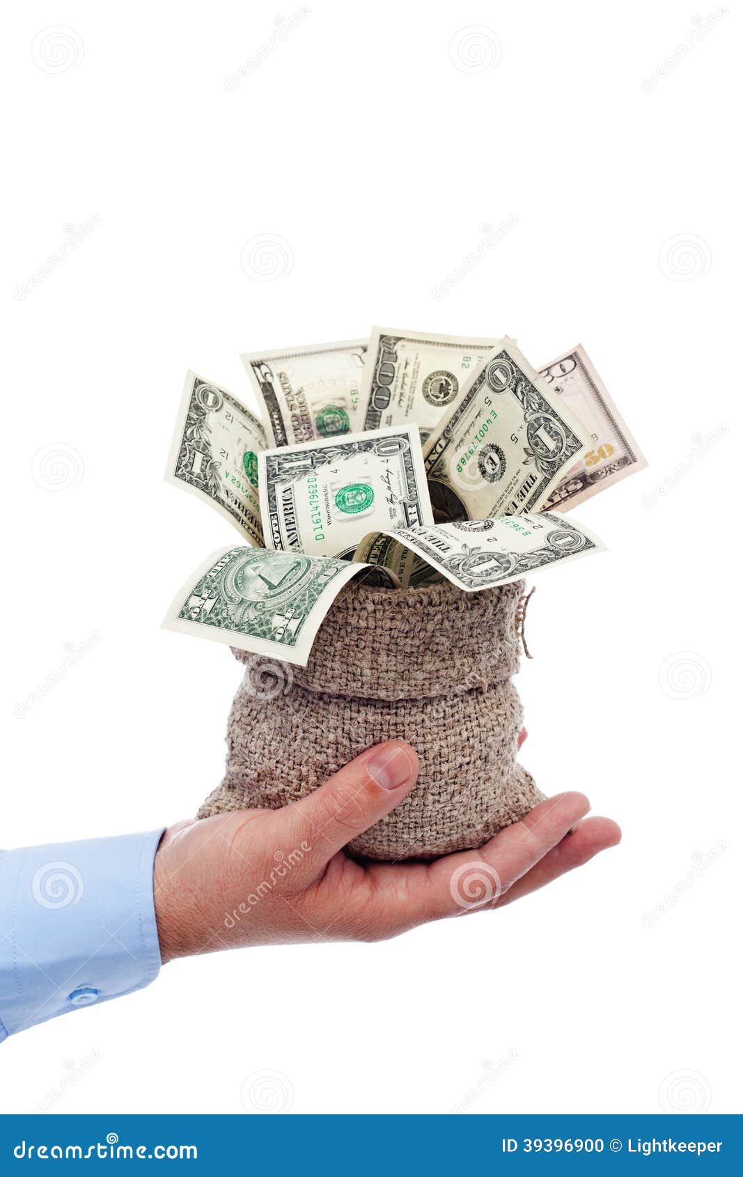 Dollars Overflowing from a Bag Stock Photo - Image of business, grant ...