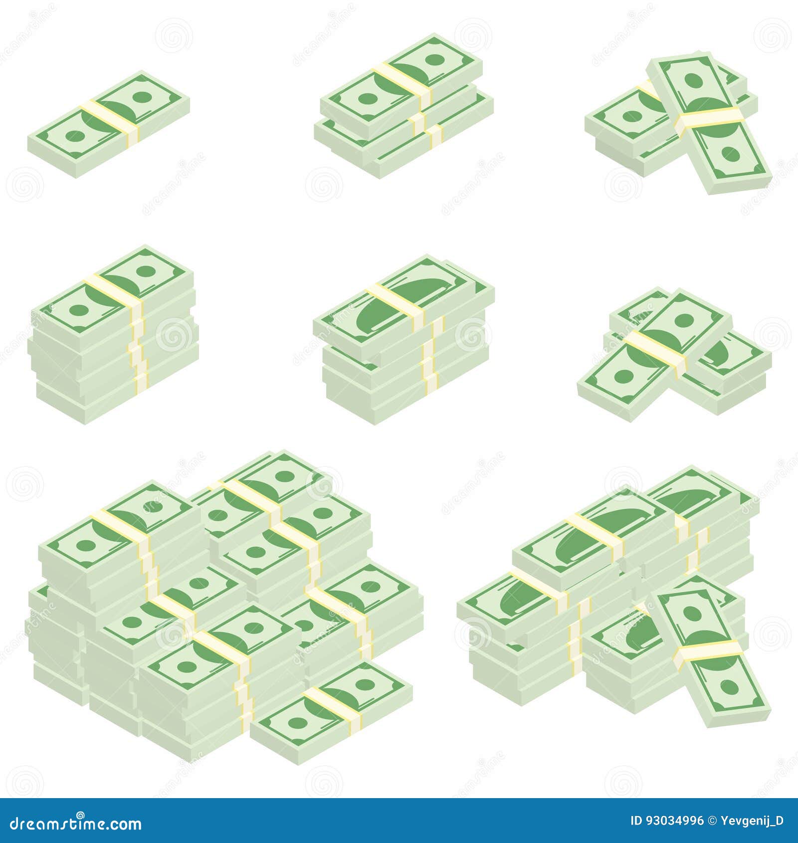 Dollars. Packages of Banknotes in Various Angles Stock Vector ...