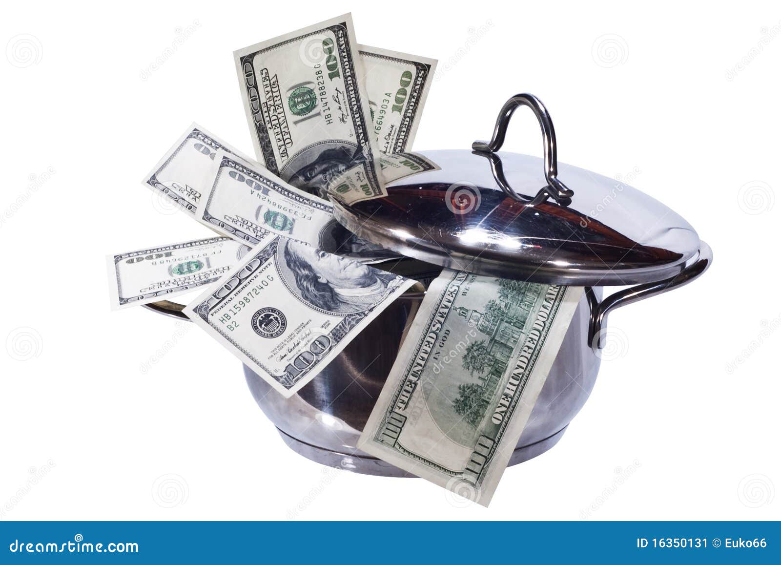 Dollars in a Pan. Isolated on White. Stock Image - Image of conceptual ...