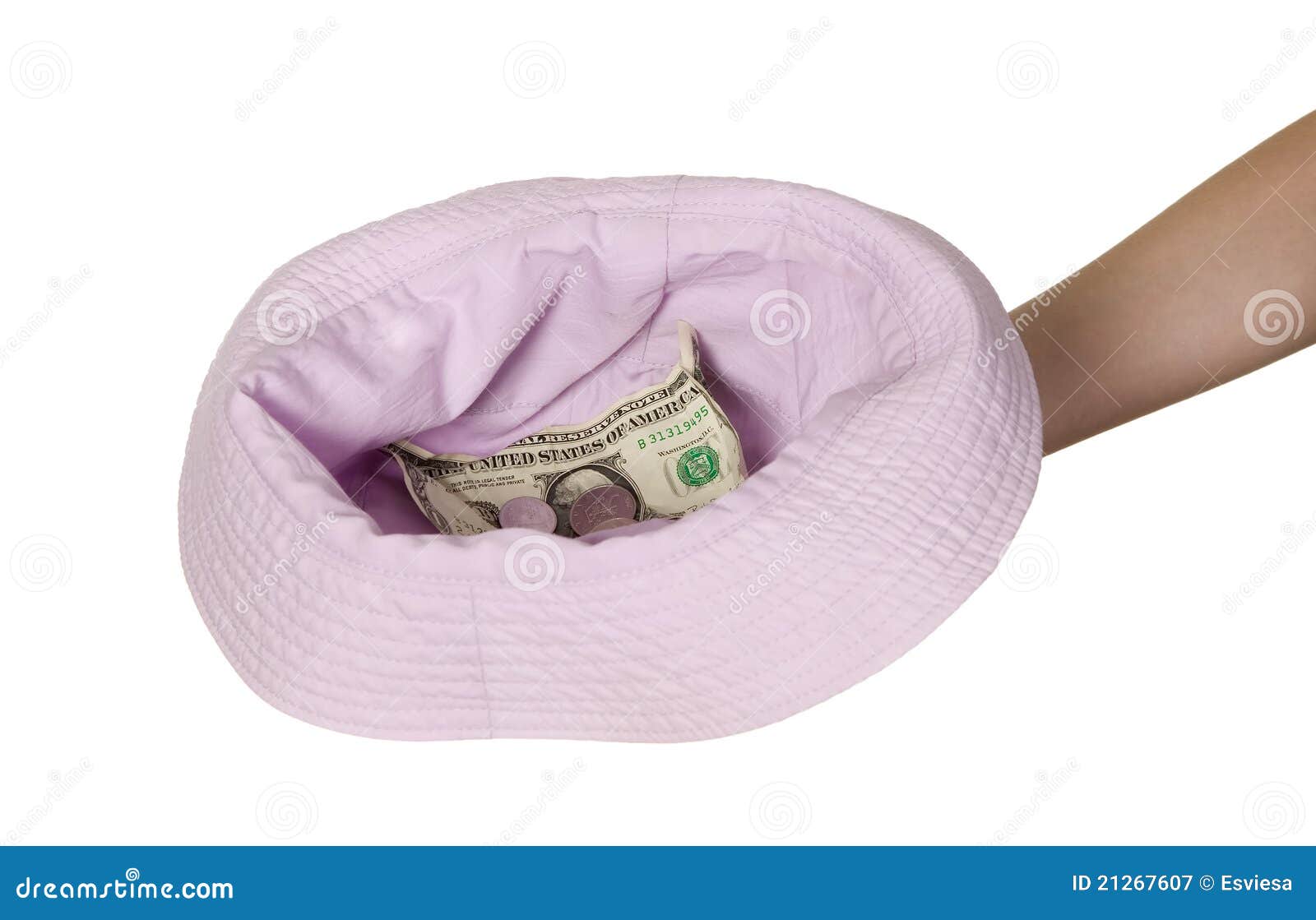 Dollars Placed on Cap Which is Held by Man Stock Image - Image of ...