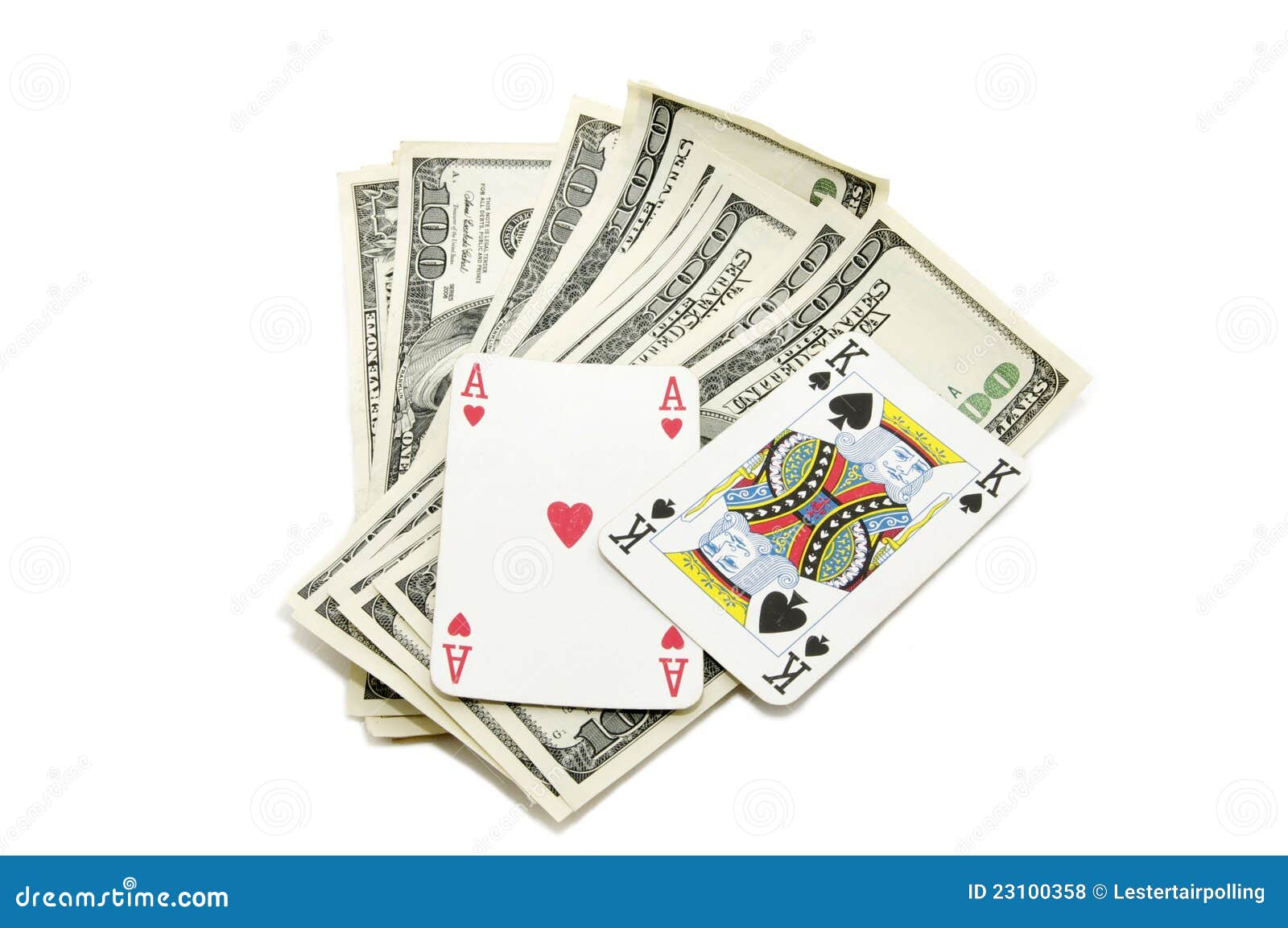 Dollars and playing cards stock photo. Image of cash - 23100358
