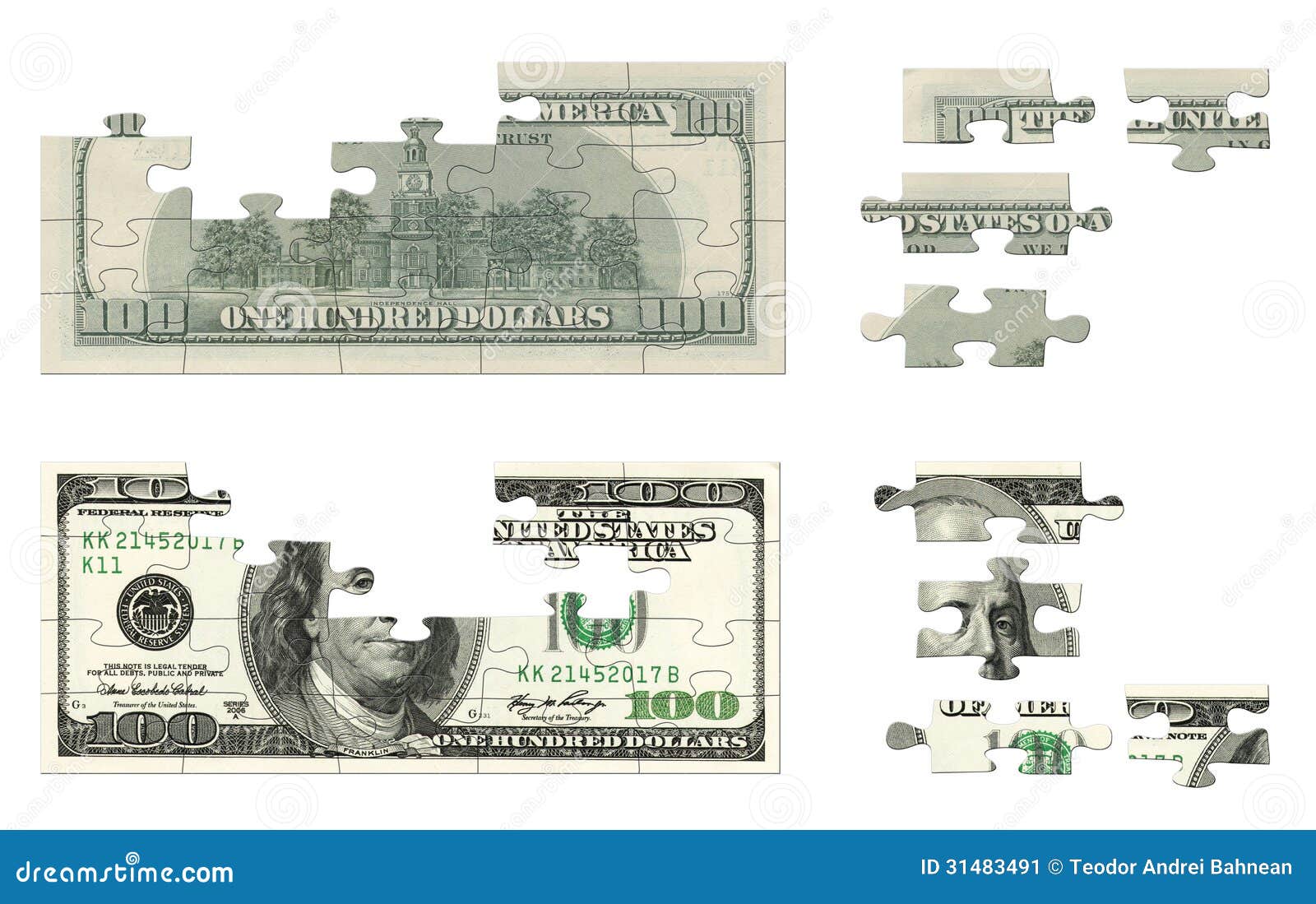 100 dollars puzzle stock illustration. Illustration of exchanging ...
