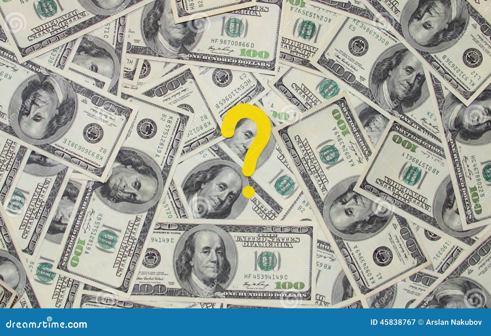 Dollars with a Question Mark Stock Image - Image of bunch, nscattered ...
