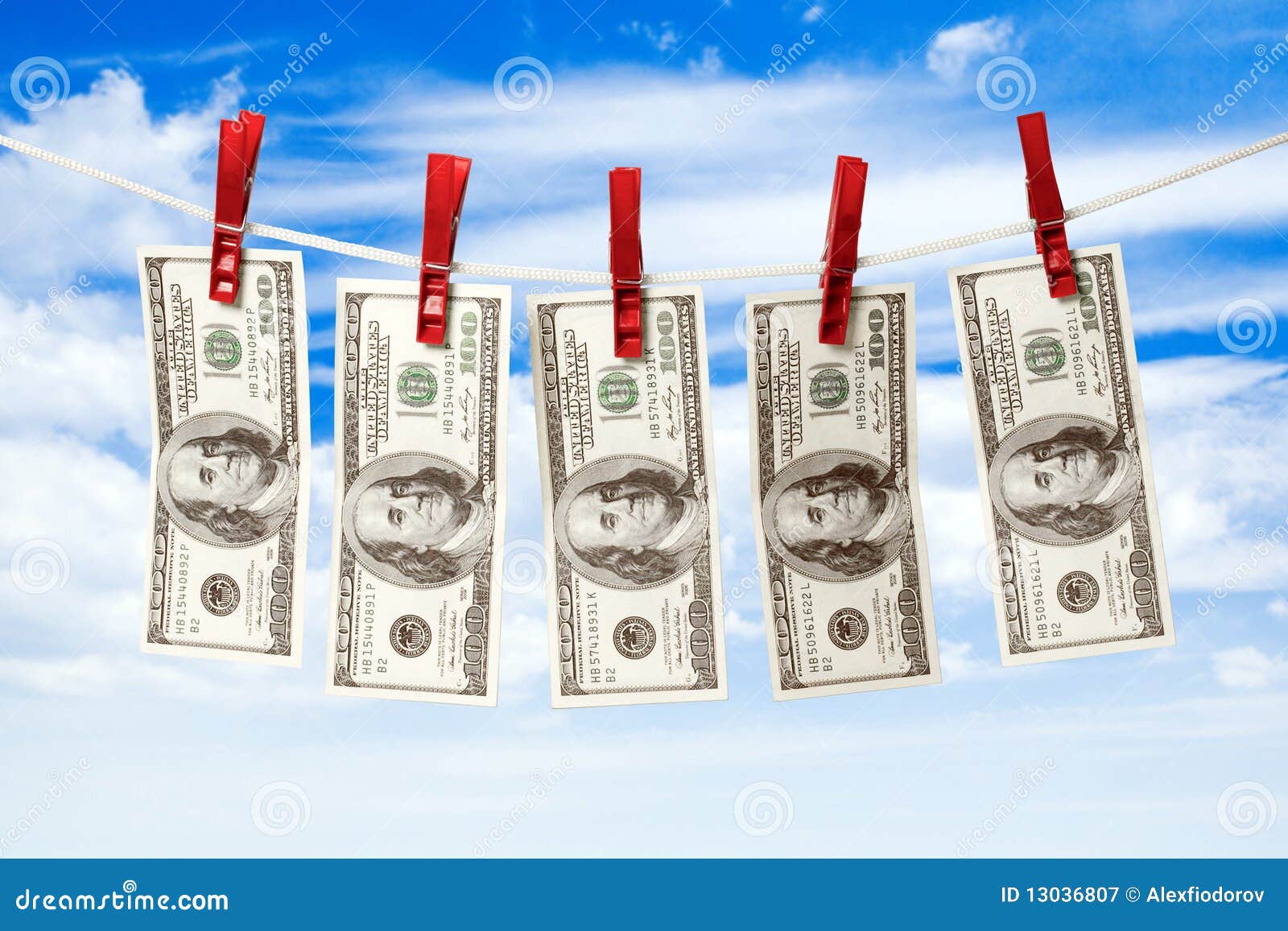 Dollars on rope. stock image. Image of banking, laundering - 13036807