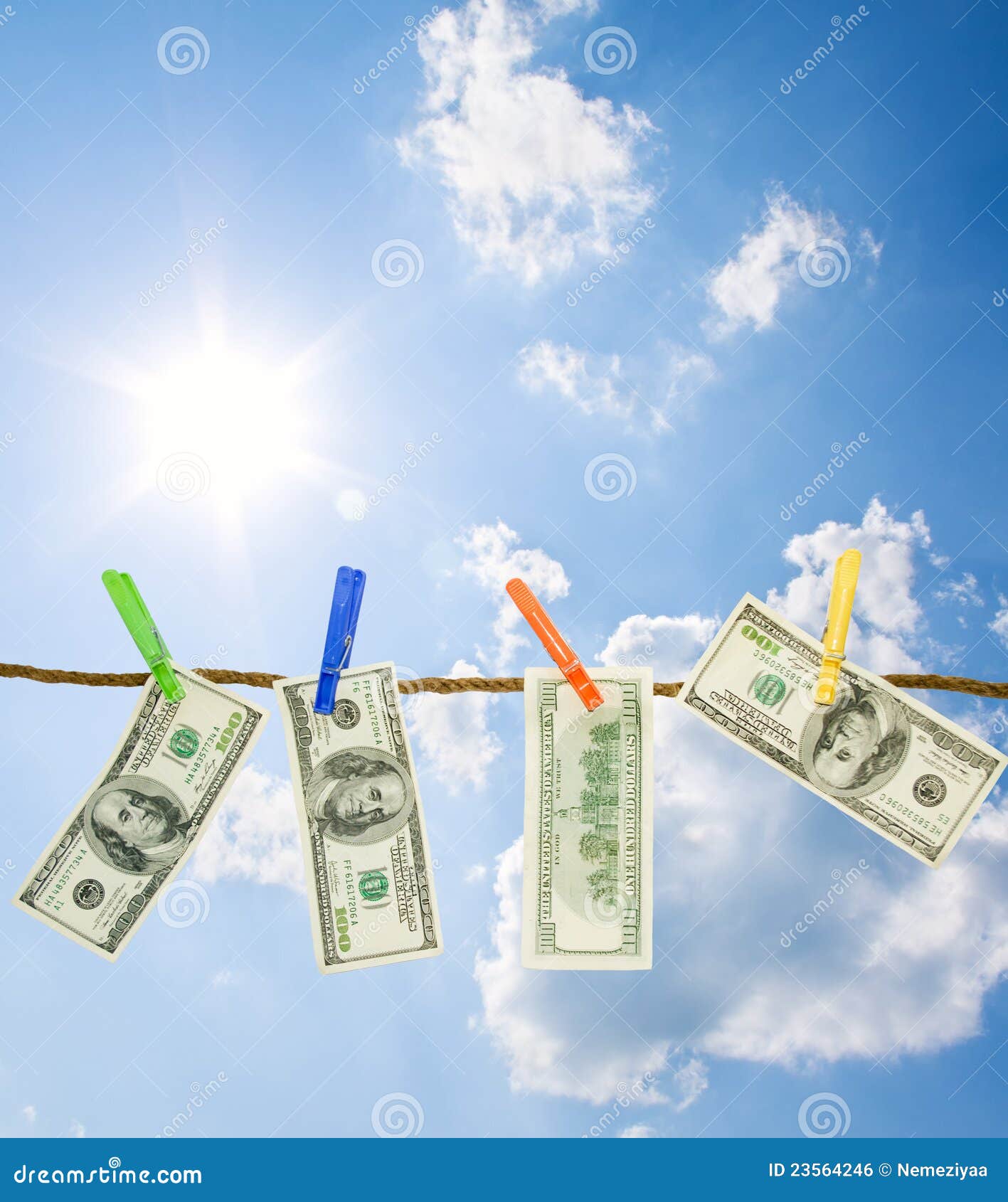 Dollars on a rope stock photo. Image of cash, clean, laundering - 23564246