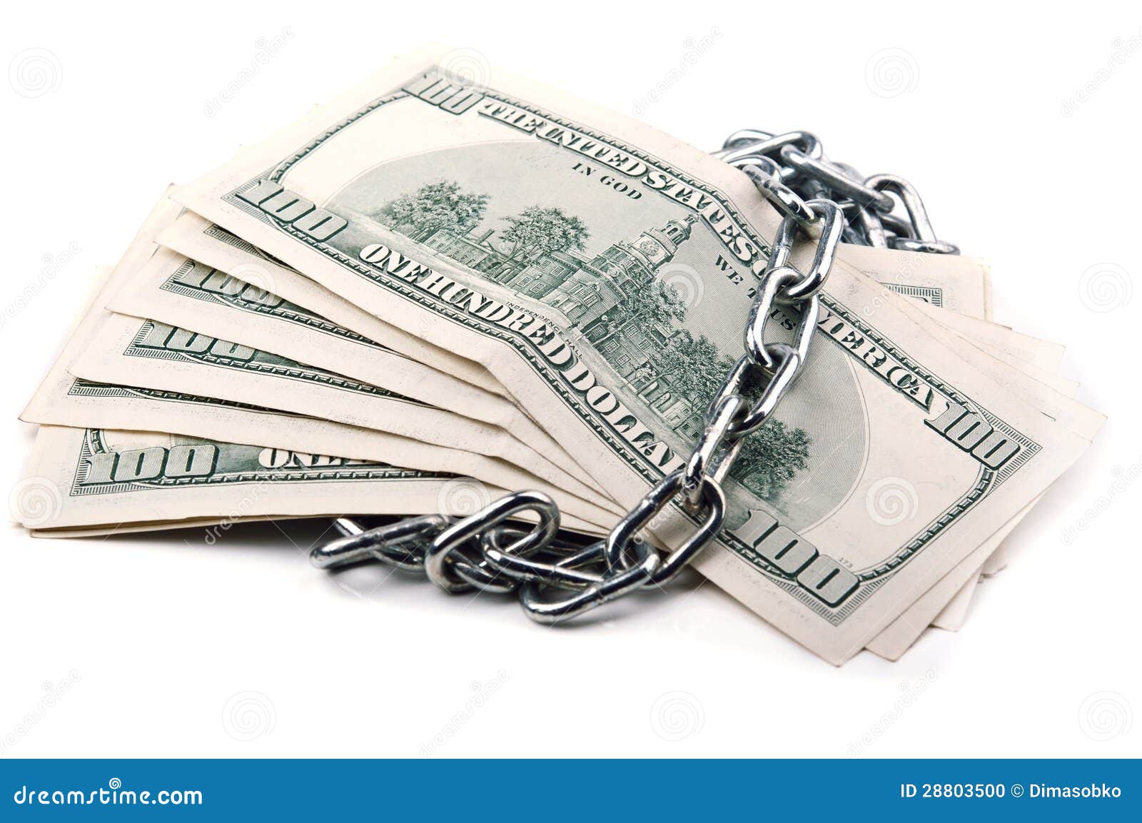 Dollars stack with chains stock photo. Image of chain - 28803500