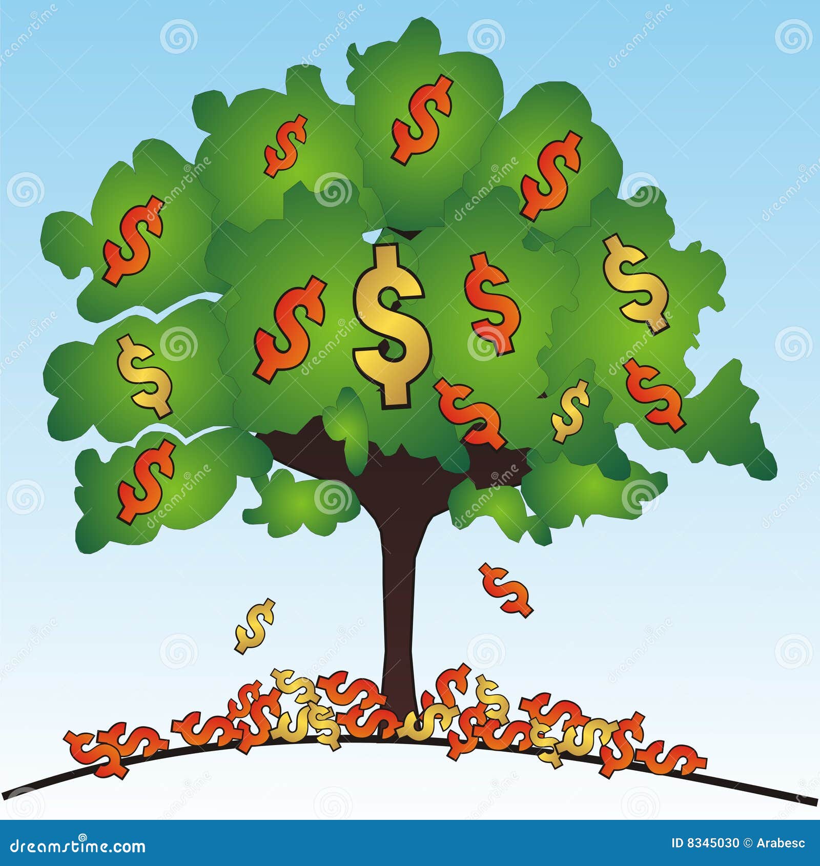 Dollars tree stock vector. Illustration of plant, clip - 8345030