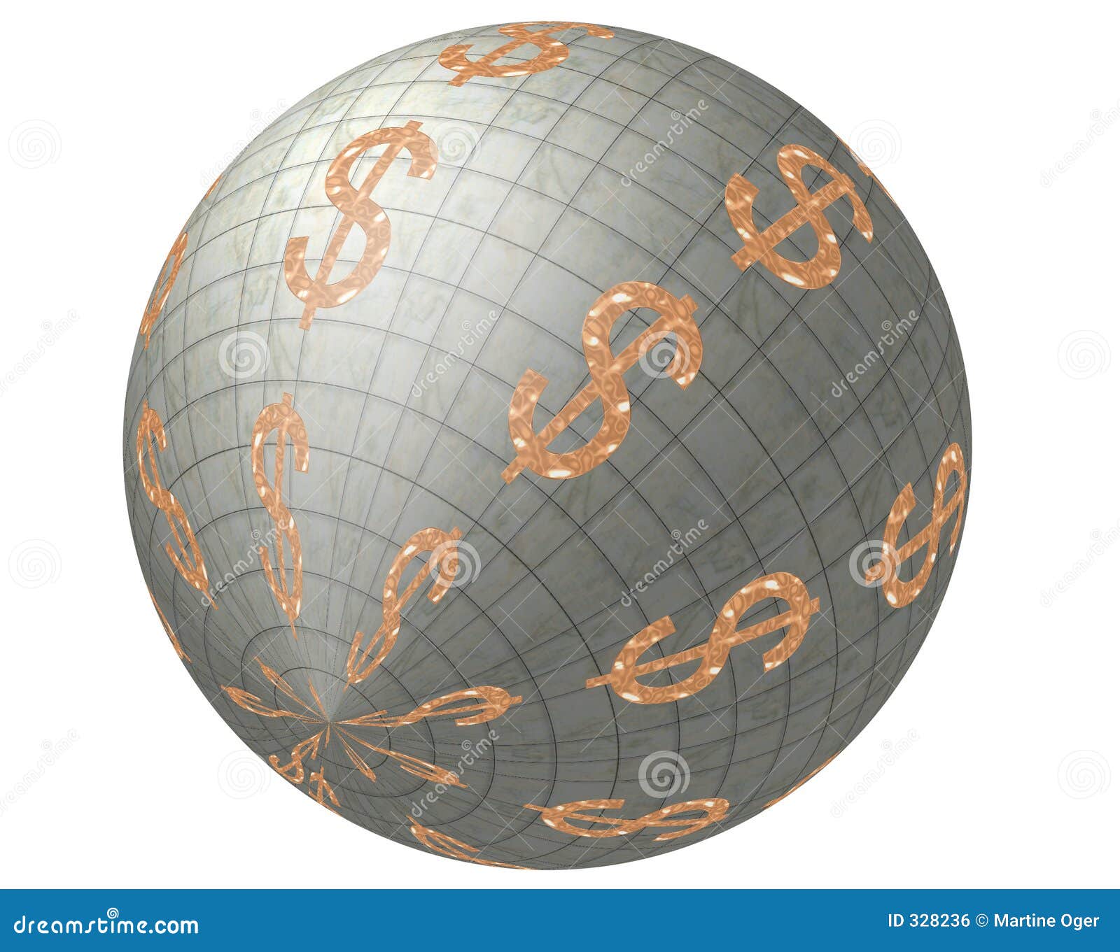 Dollars on the world. stock illustration. Illustration of continents ...