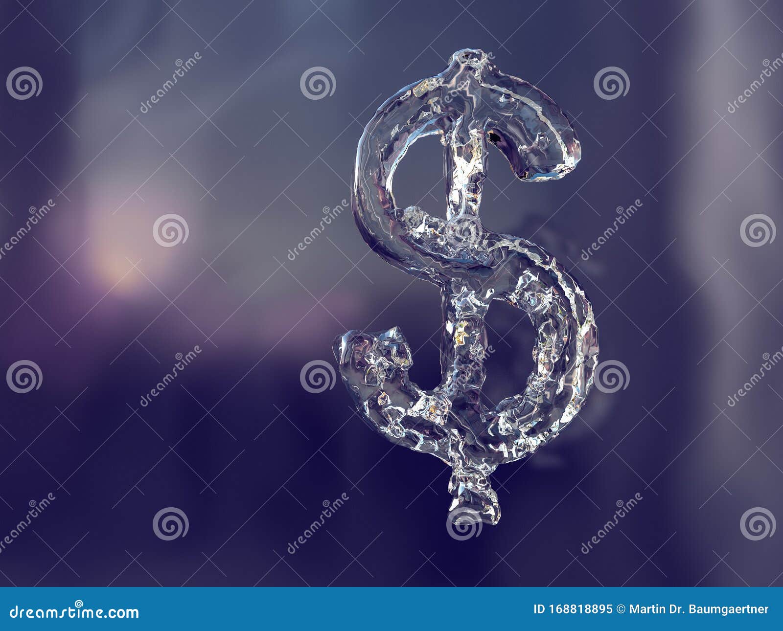 Dollarzeichen aus Eis stockbild. Bild von blau, transparenz - 168818895