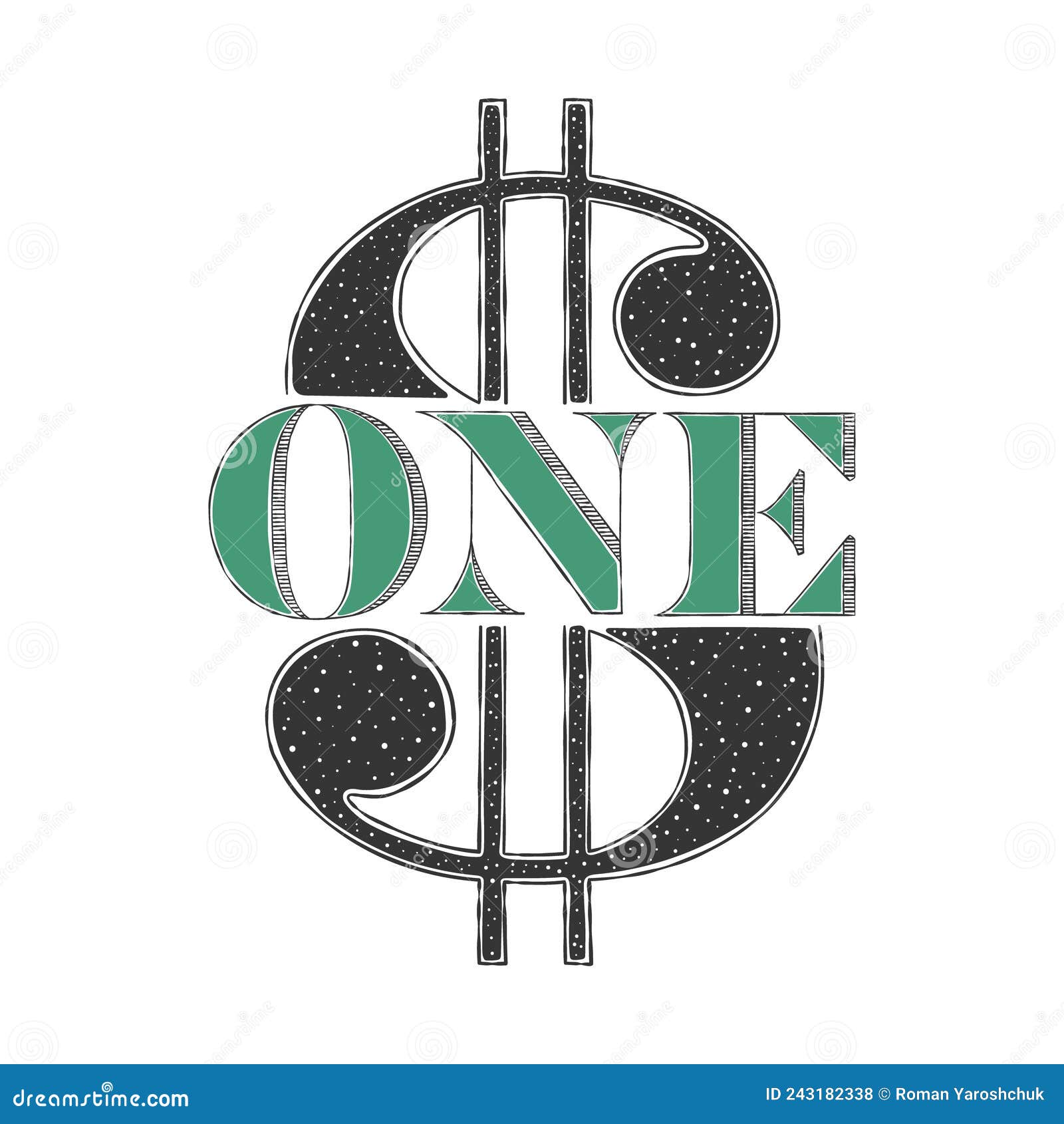 Dollarzeichen. 1 Dollar. Zeichnen Mit Einem Dollarzeichen. Vektorgrafik ...