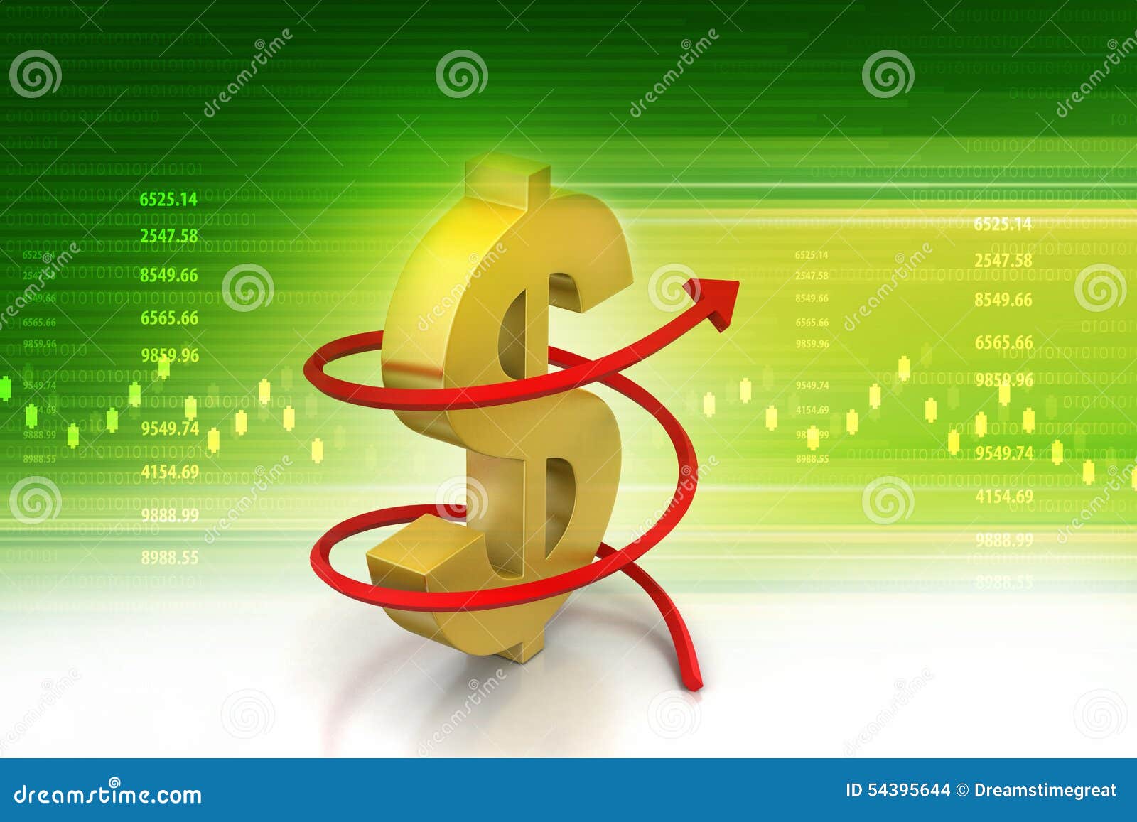 Dollarzeichen mit Pfeil stock abbildung. Illustration von preis - 54395644