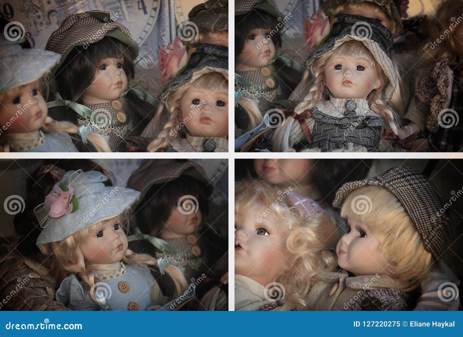 Dolls Collage stock image. Image of floral, fabric, decoration - 127220275