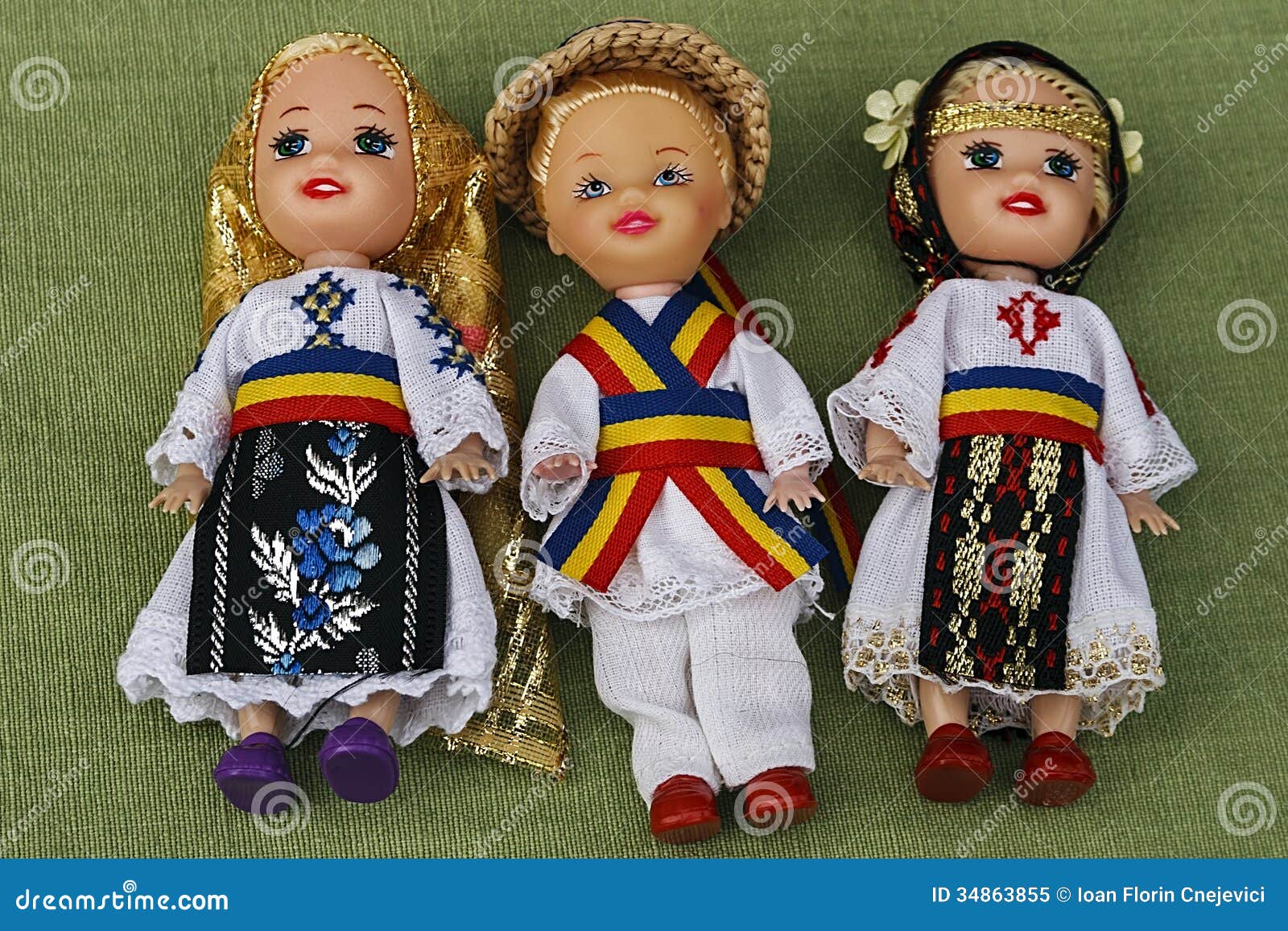 Dolls Dressed in Traditional Folk Costumes. Stock Image - Image of ...