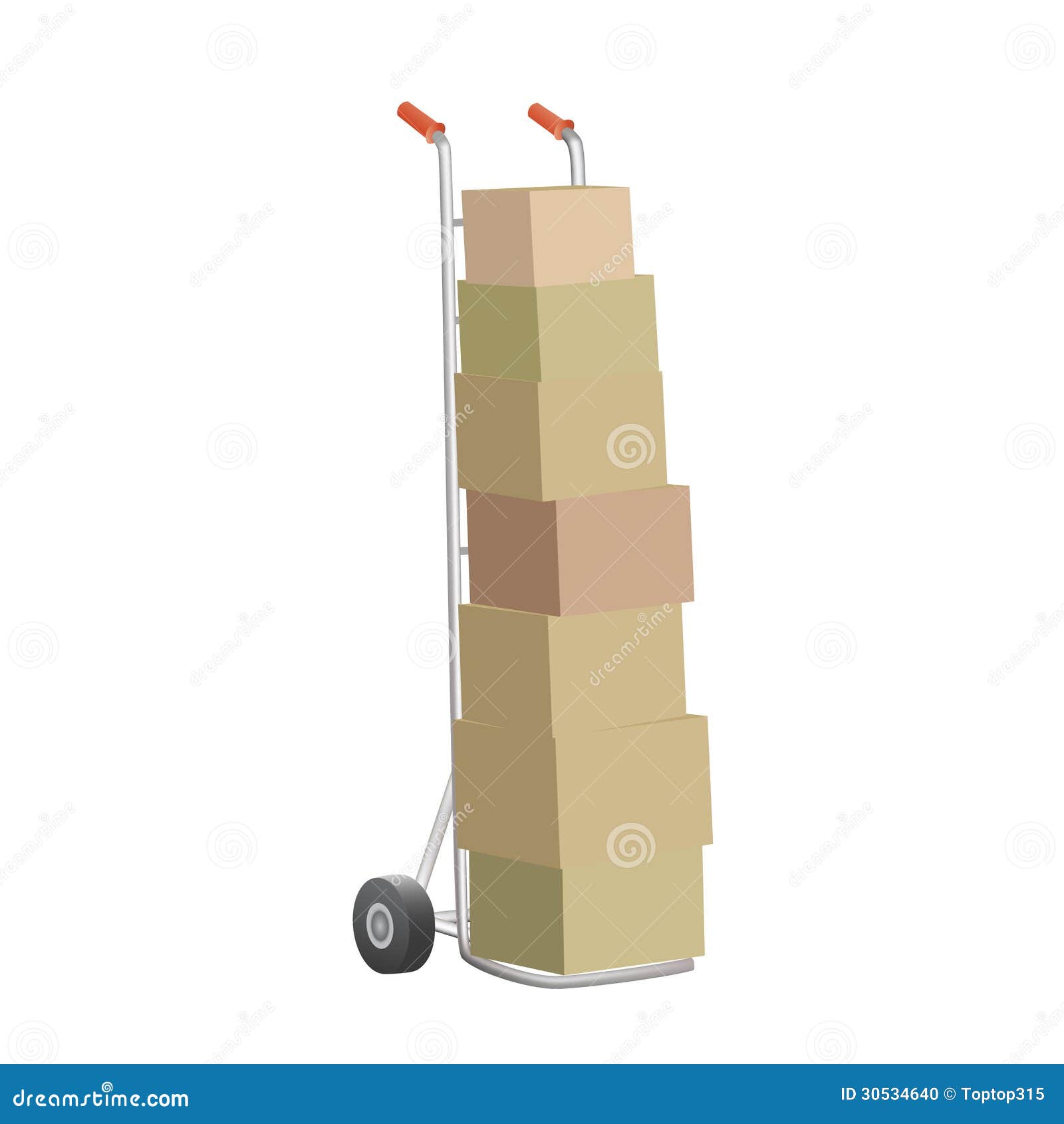 Dolly with a lot of boxes stock vector. Illustration of brown - 30534640