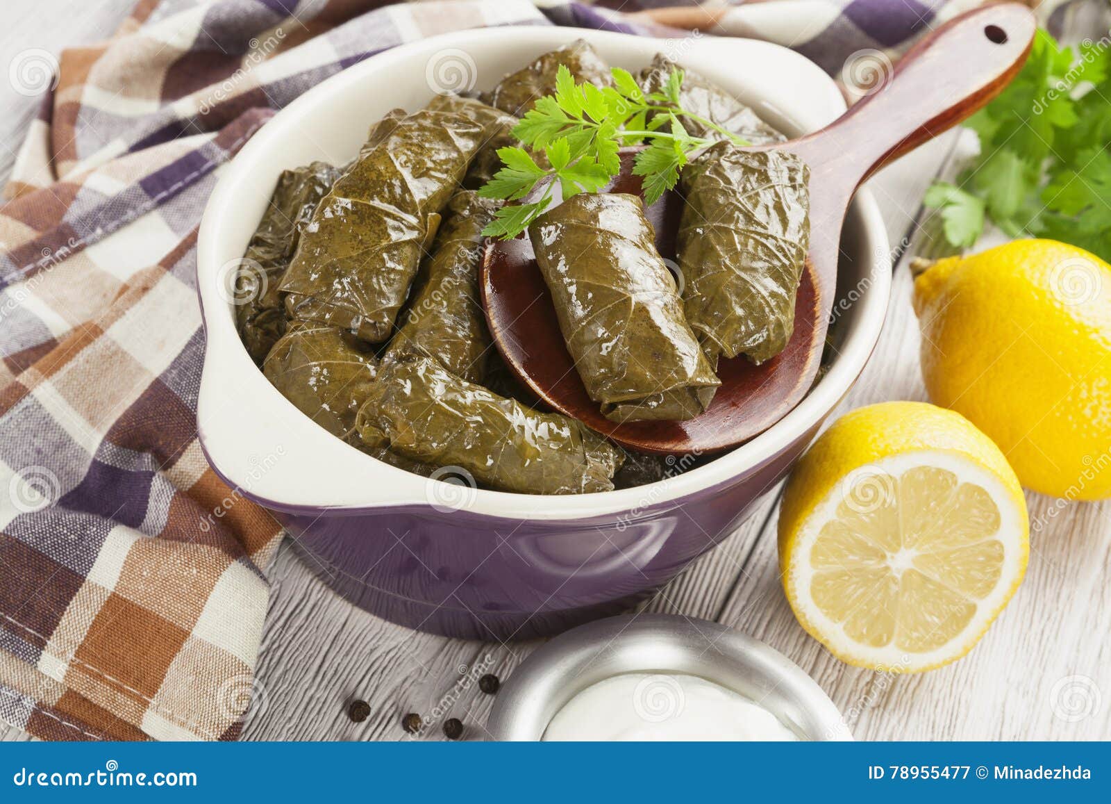 Dolma in the ceramic pot stock image. Image of lamb, dolmades - 78955477