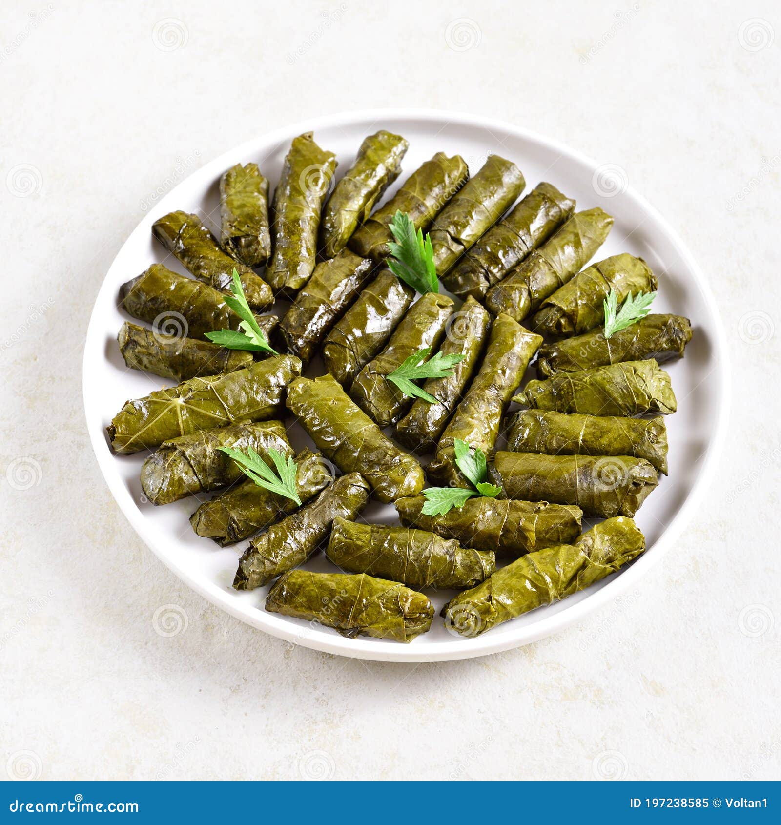 Dolma, Stuffed Grape Leaves with Rice and Meat Stock Image - Image of ...