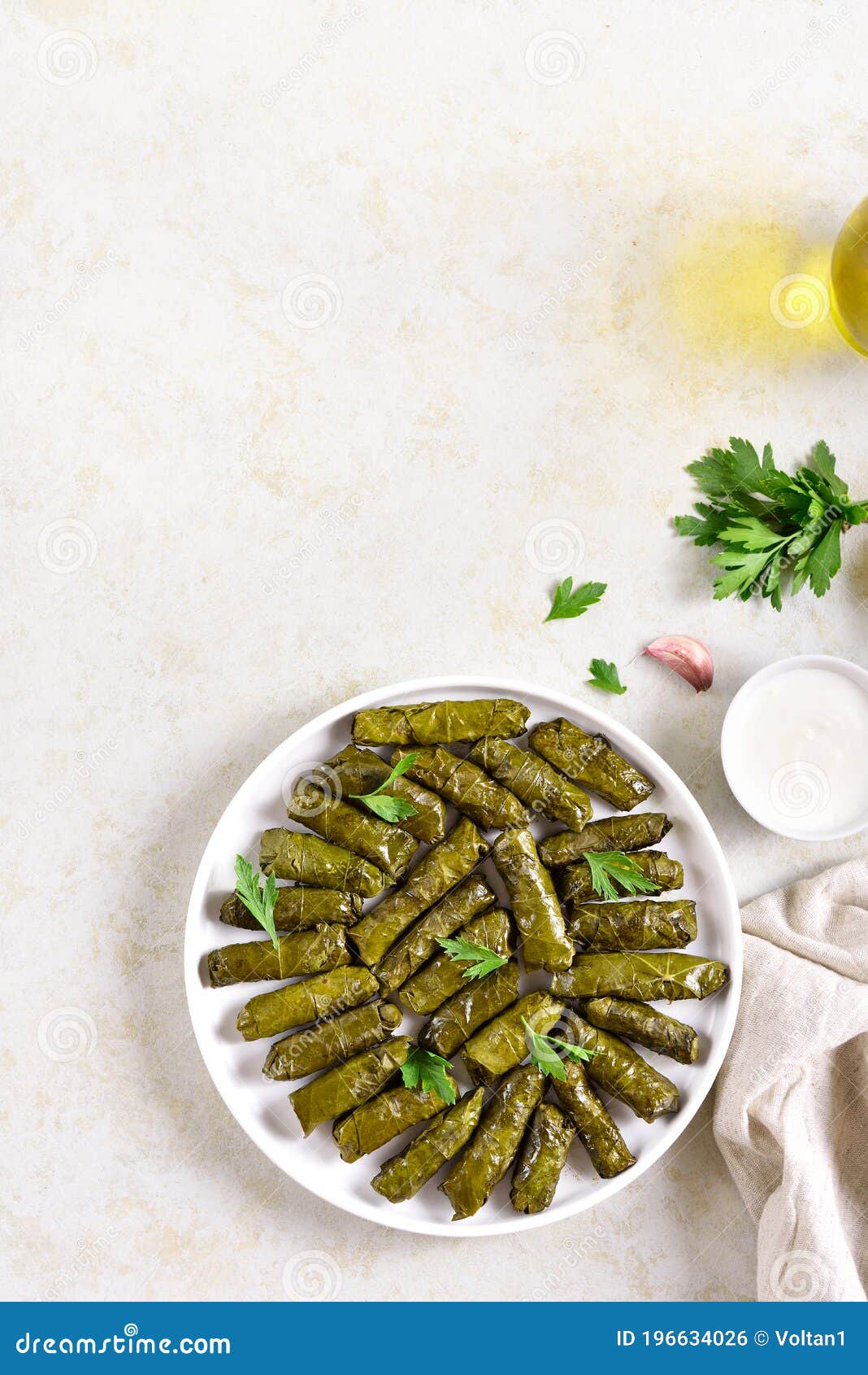 Dolma, Stuffed Grape Leaves with Rice and Meat Stock Photo - Image of ...