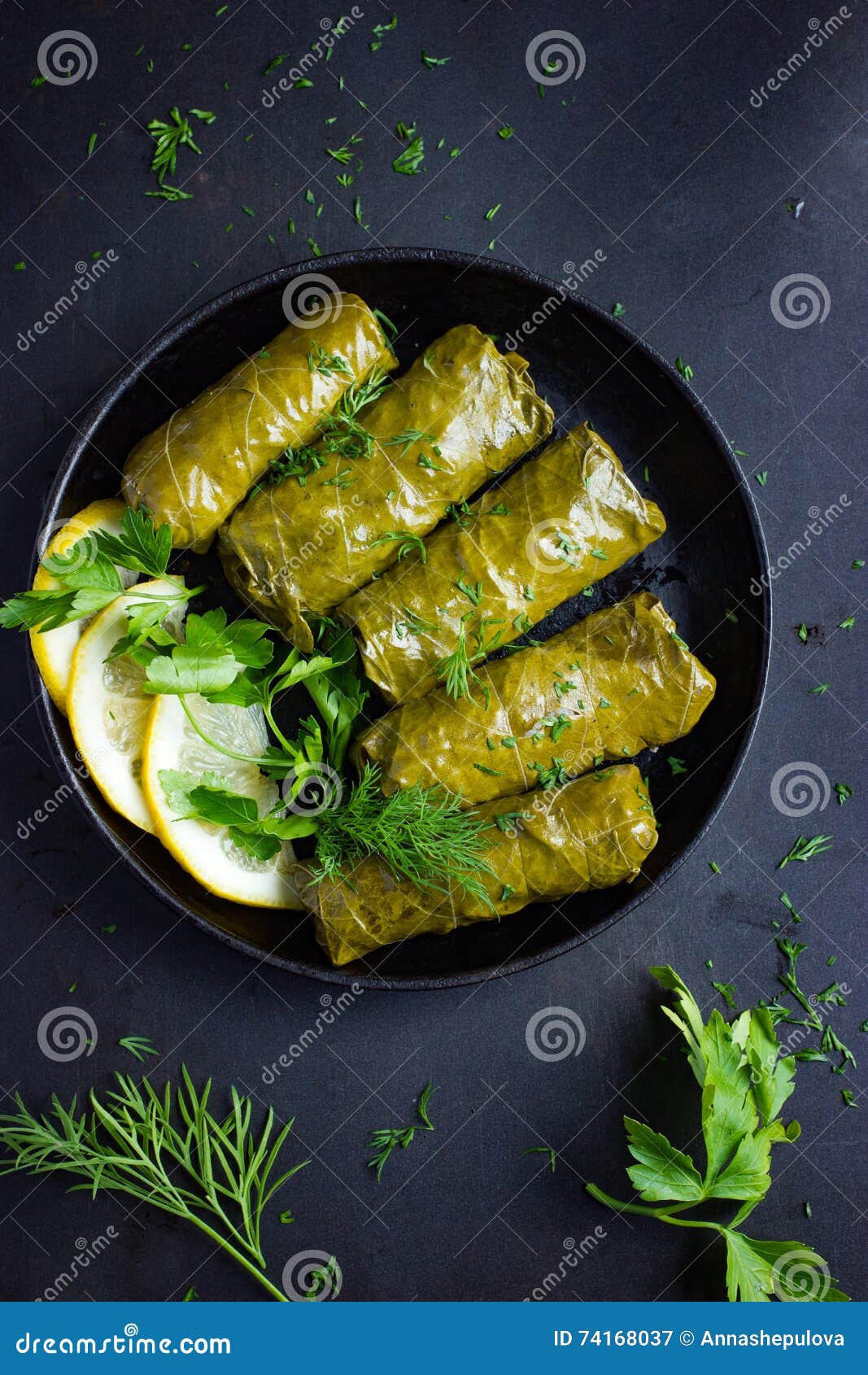 Dolma, Stuffed Grape Leaves In A Bowl, Turkish And Greek Cuisine Stock ...