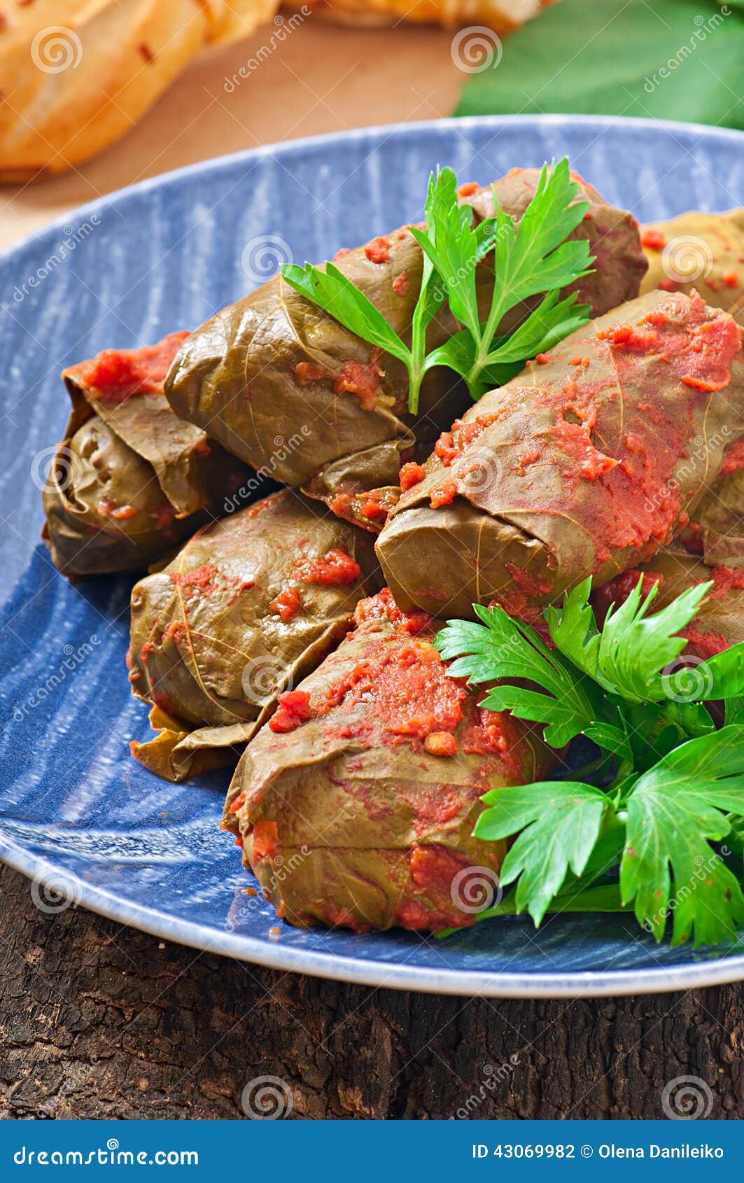 Dolma, Stuffed Grape Leaves Stock Photo - Image of eating, dolmades ...